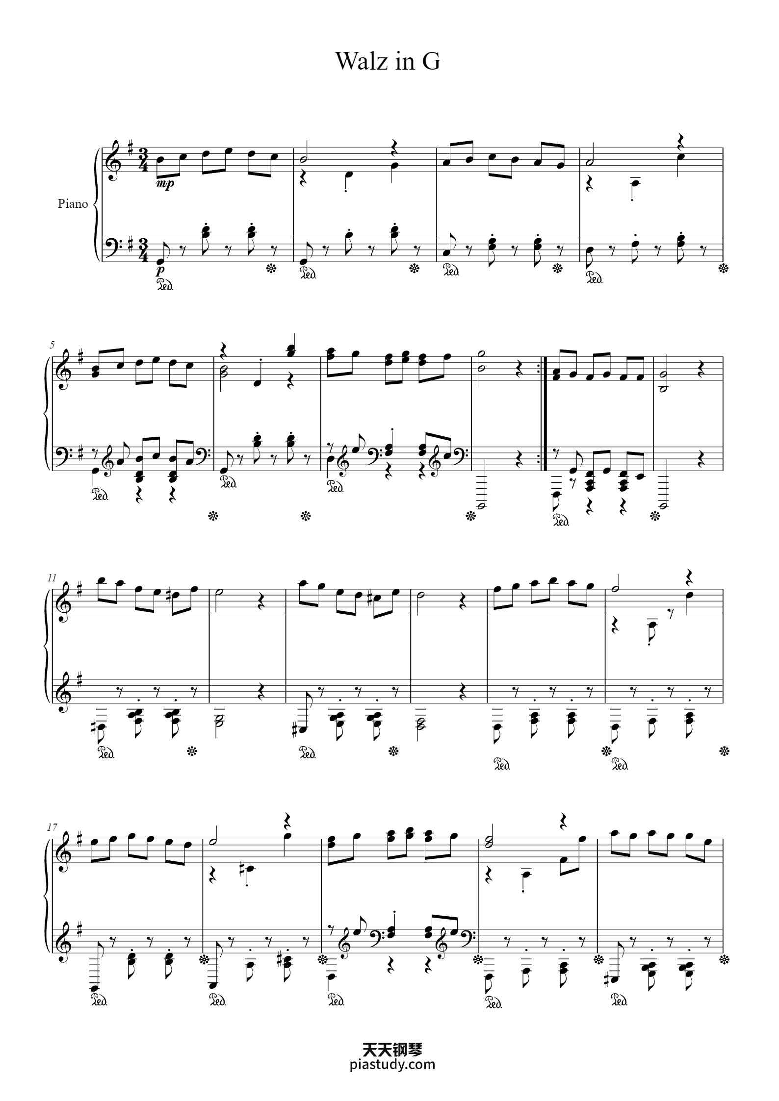 Walz in G钢琴谱 - Michael Parcell-Davies - free piano sheet music ...
