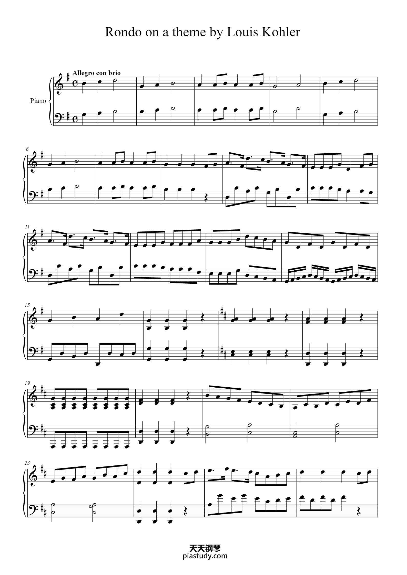 'Rondo on a theme by Louis Kohler' - Piano Sheet Music By Glaeden Boyd ...