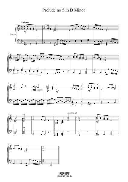 Prelude No. 5 in D Minor钢琴谱 - Swinlop Giltrick - free piano sheet music ...