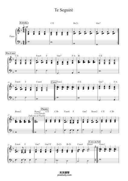 'Te Seguiré' - Piano Sheet Music By Yashira Guidini | TOPiano