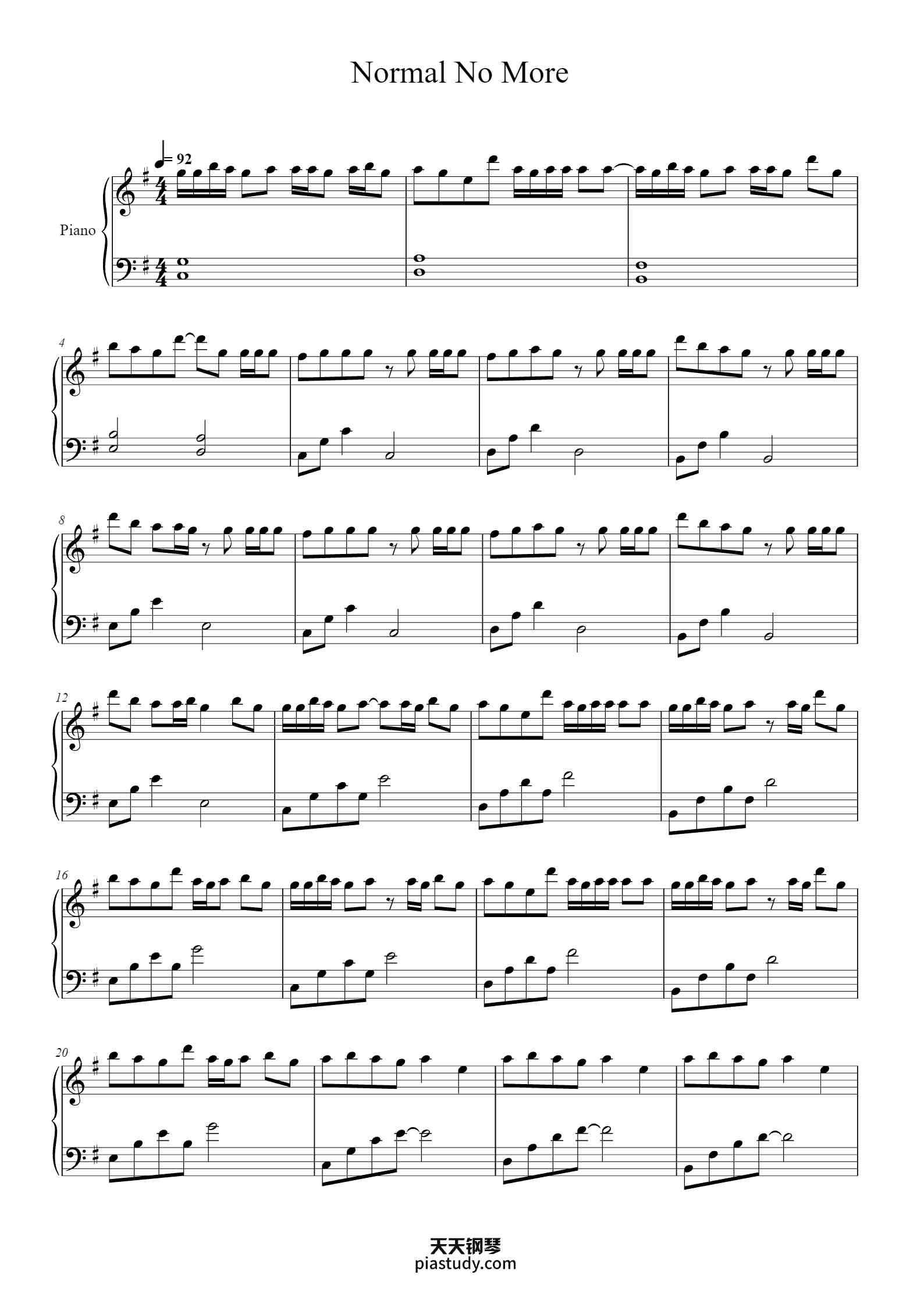 Normal No More (Explicit) - Tysm钢琴谱 - Tysm - free piano sheet music ...
