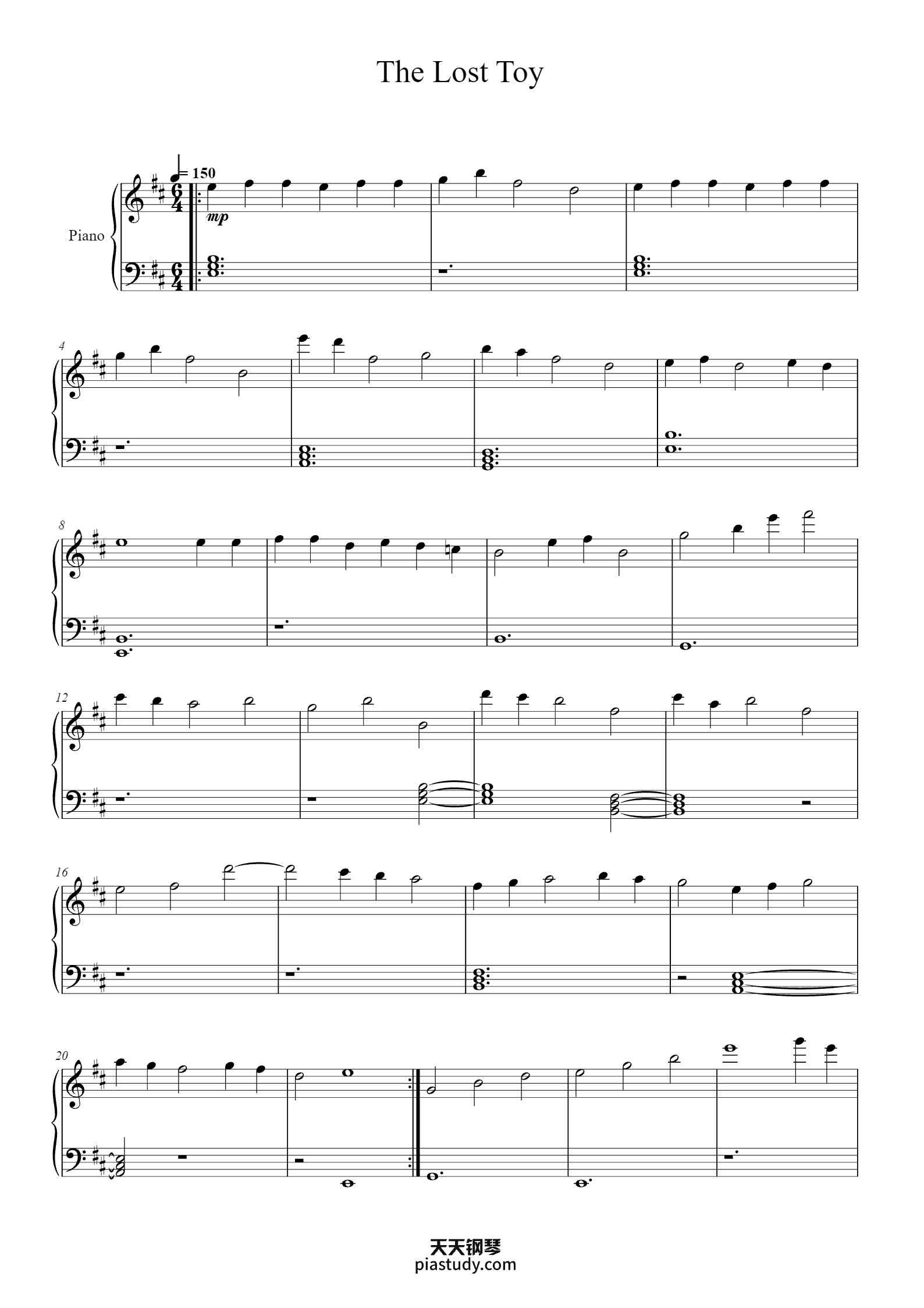 The Lost Toy钢琴谱 - Alexis Creighton - free piano sheet music - PiaNoproblem