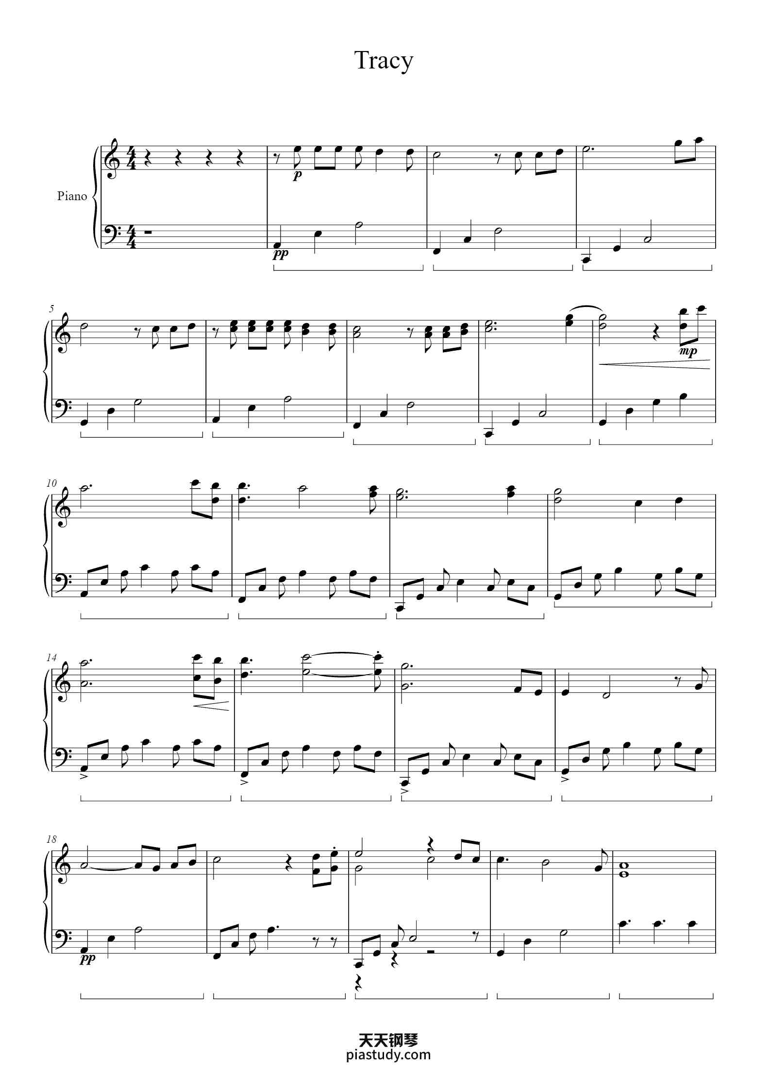'Tracy' - Piano Sheet Music By Isabelle Sisley | TOPiano