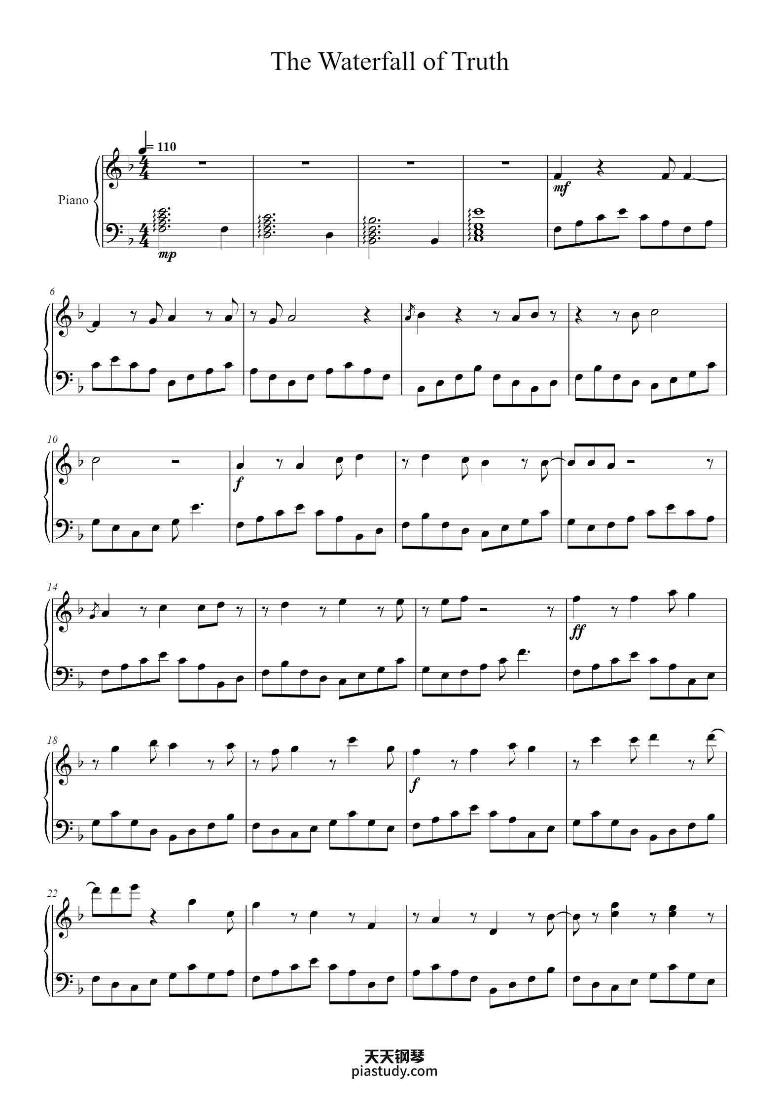 The Waterfall of Truth钢琴谱 - Lukas Thomas - free piano sheet music ...