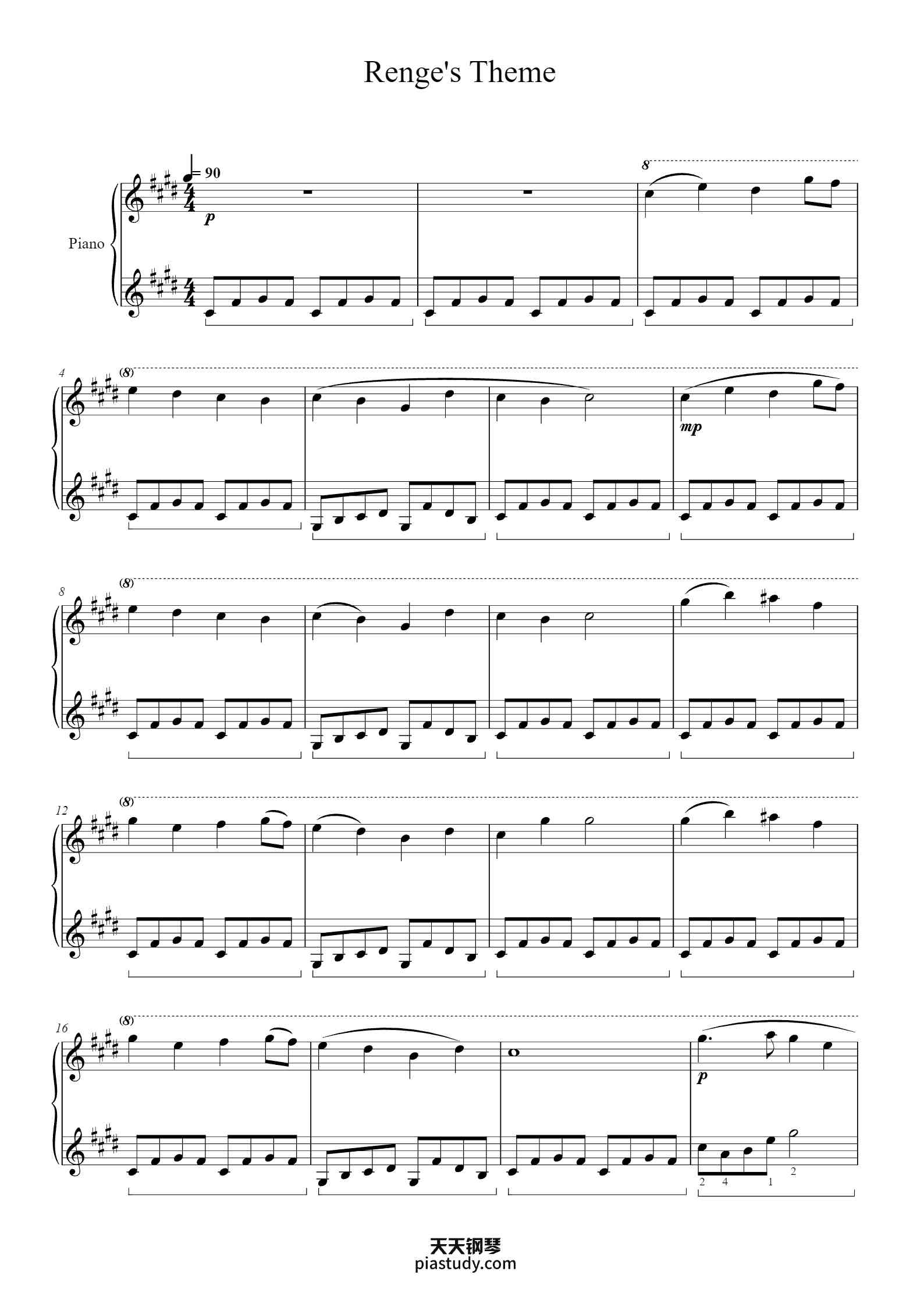 'Renge's Theme' - Piano Sheet Music By xxx | TOPiano