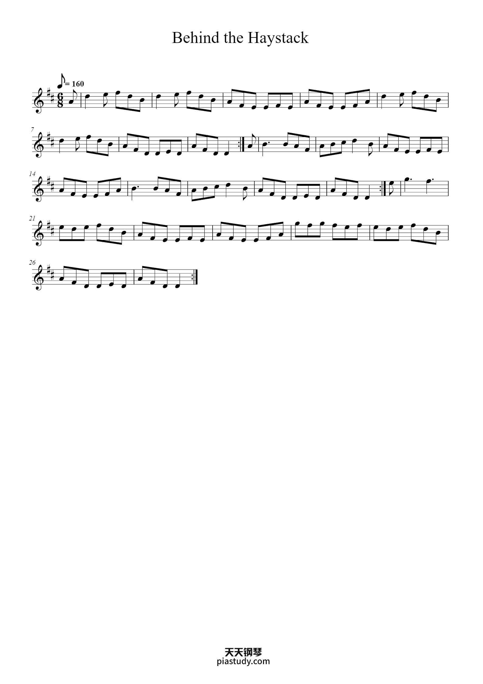 Behind the Haystack钢琴谱 - - free piano sheet music - PiaNoproblem