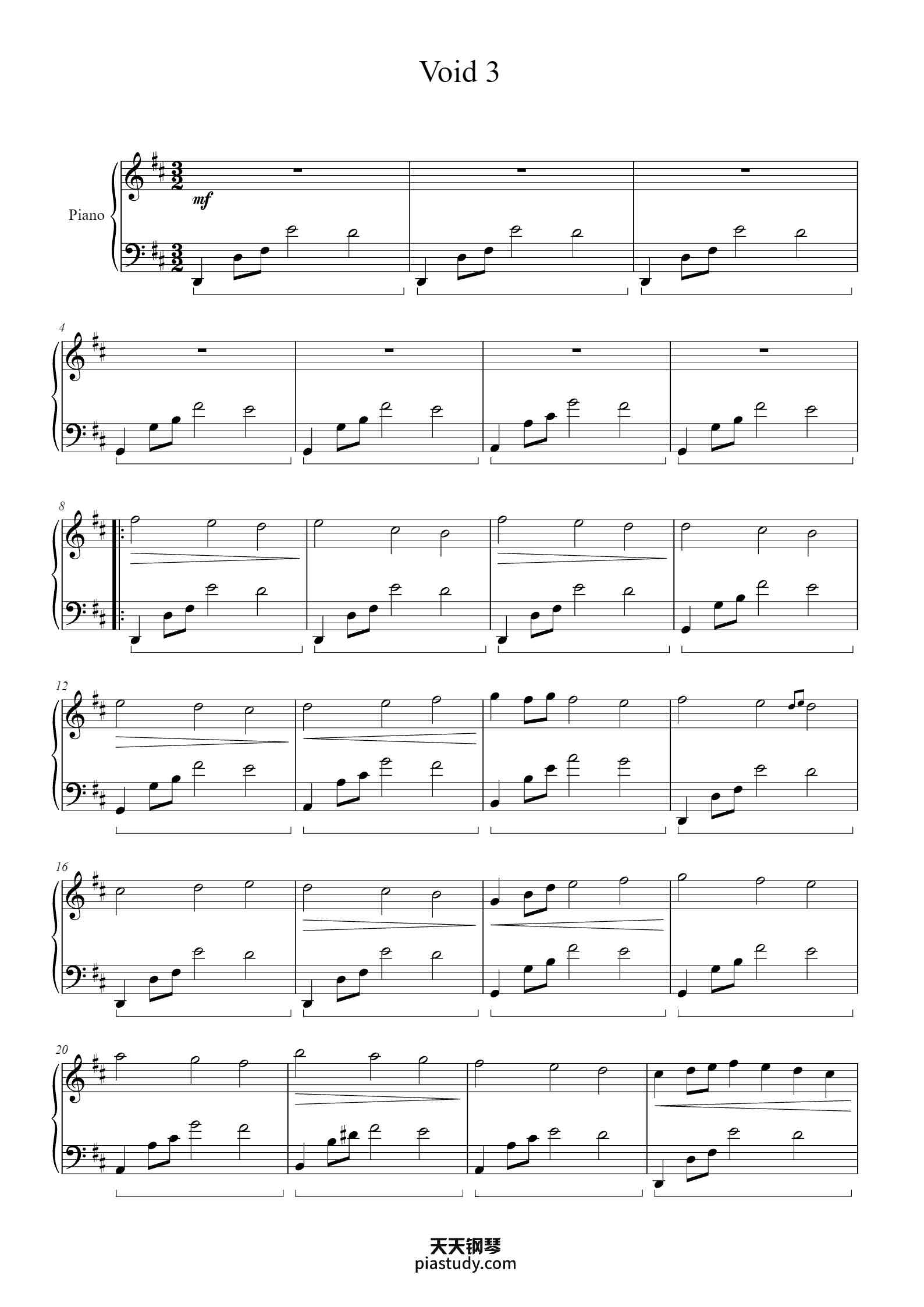 Void 3钢琴谱 - Chatham van Wingerden - free piano sheet music - PiaNoproblem