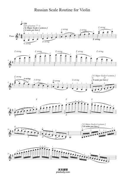 Russian Scale Routine for Violin钢琴谱 - KuniaP - free piano sheet music ...