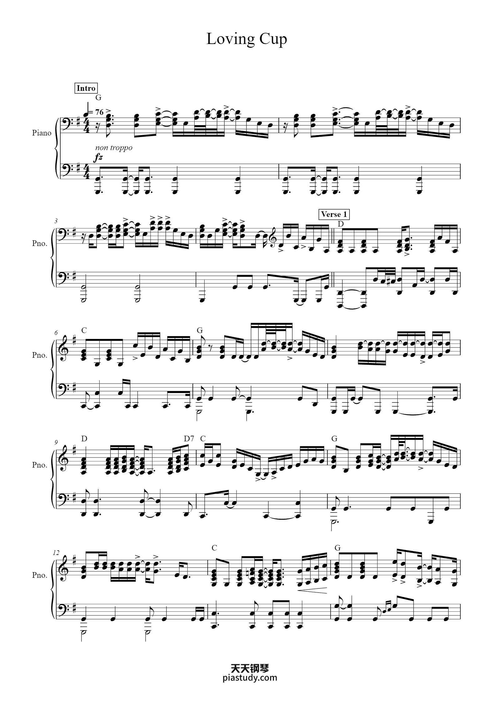 'Loving Cup' - Piano Sheet Music By The Rolling Stones Played by Nicky ...