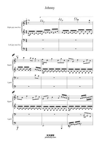 'Johnny' - Piano Sheet Music By Johnny | TOPiano