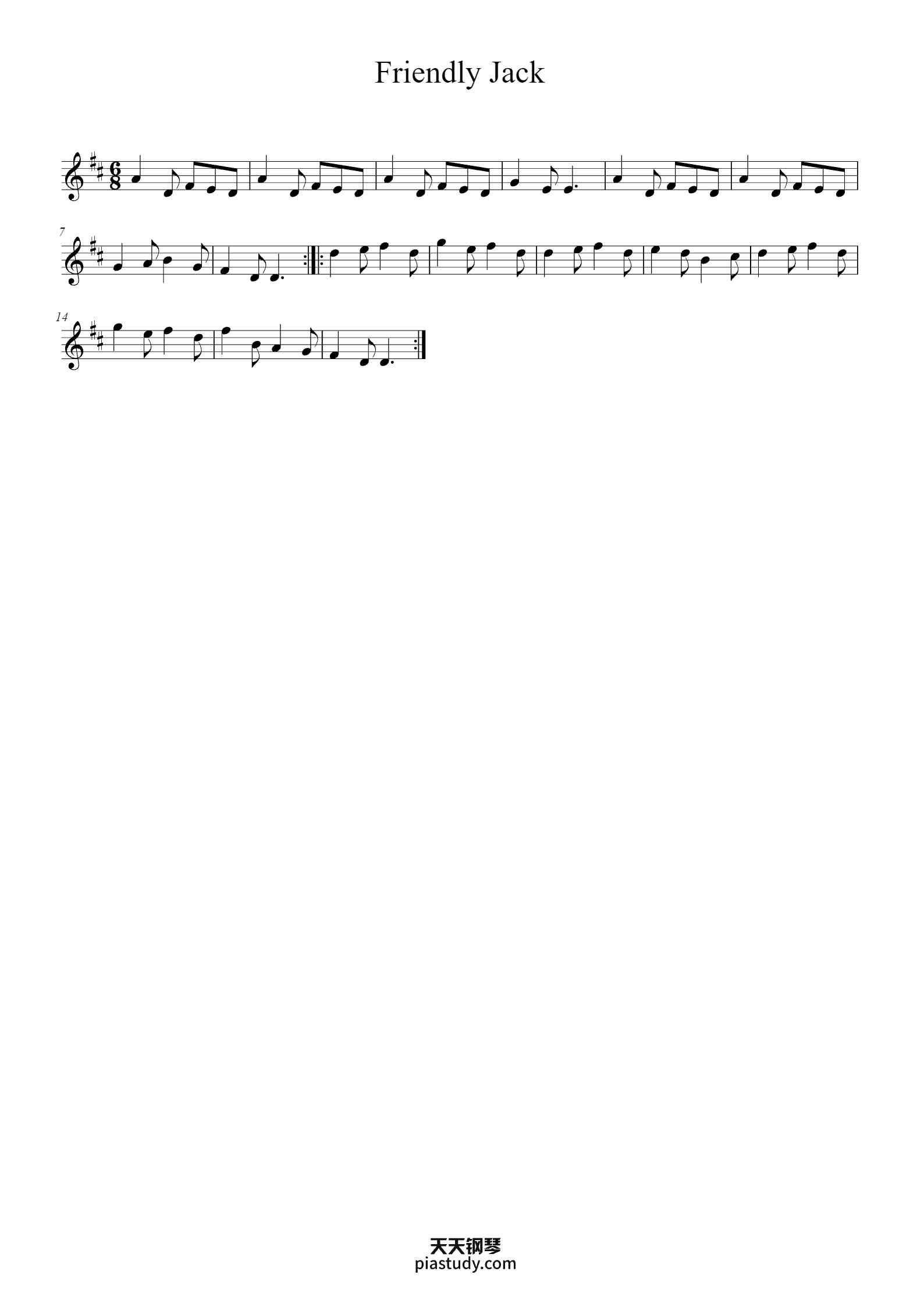 'Friendly Jack' - Piano Sheet Music By xxx | TOPiano