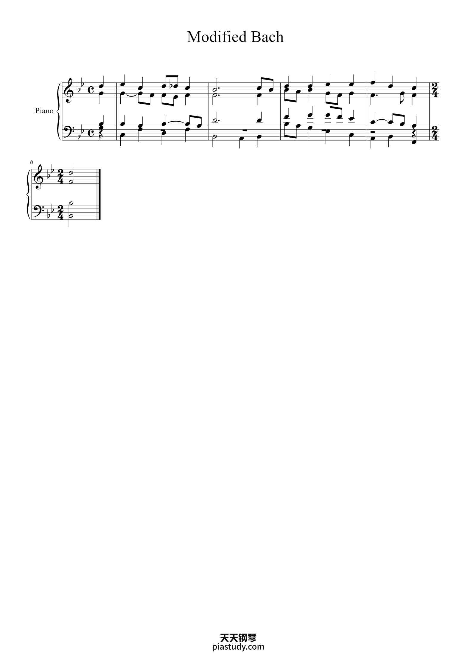 'Modified Bach' - Piano Sheet Music By xxx | TOPiano