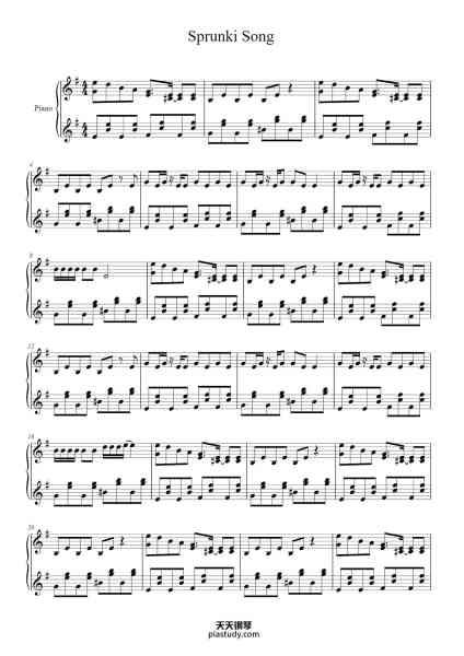 Sprunki Song（节奏盒子模组音乐）钢琴谱 - BENJIxScarlett - free piano sheet music ...