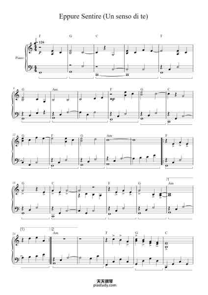 Eppure Sentire (Un senso di te)钢琴谱 - Elisa - free piano sheet music ...