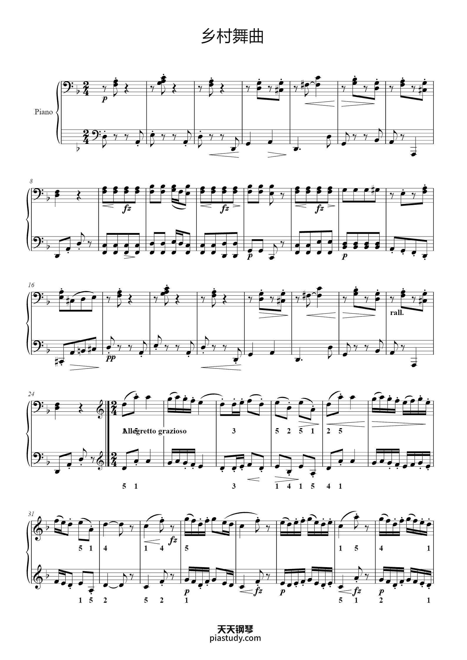 'Rustic Dance乡村舞曲四手联弹Abrsm英皇2025-26第2级A5' - Piano Sheet Music By Carse ...