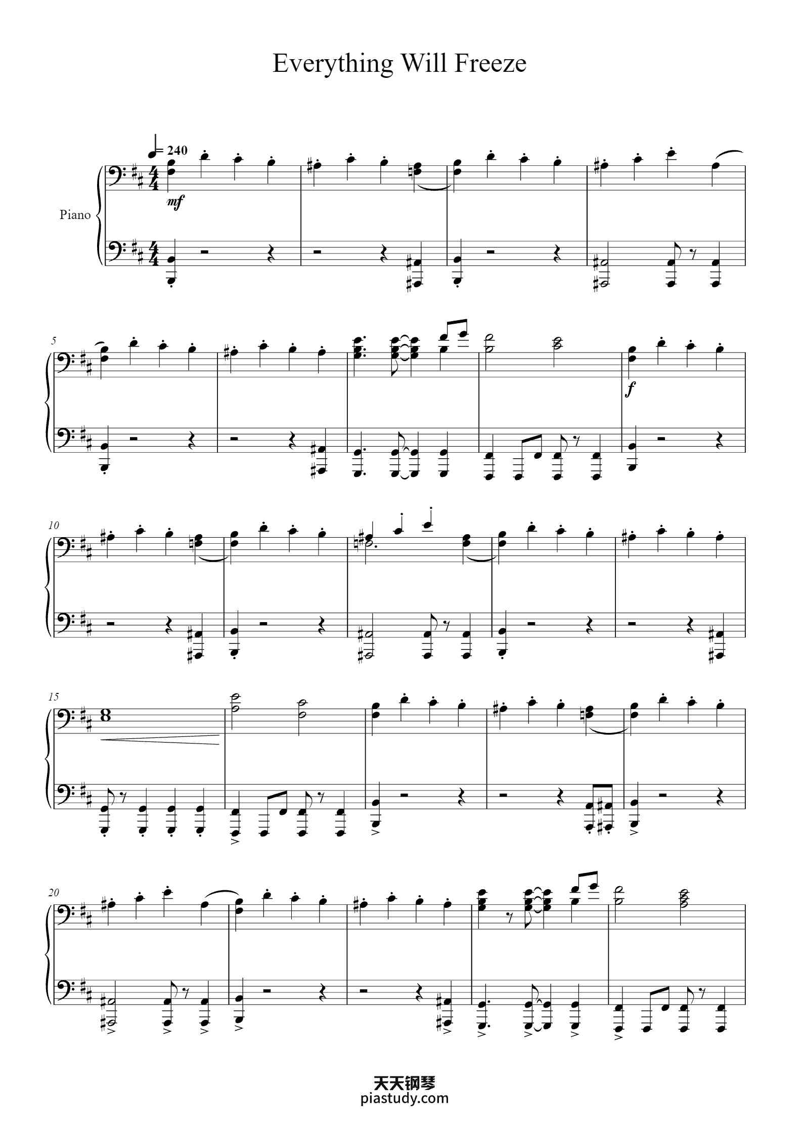 Everything Will Freeze钢琴谱 - Undead Corporation - free piano sheet music ...