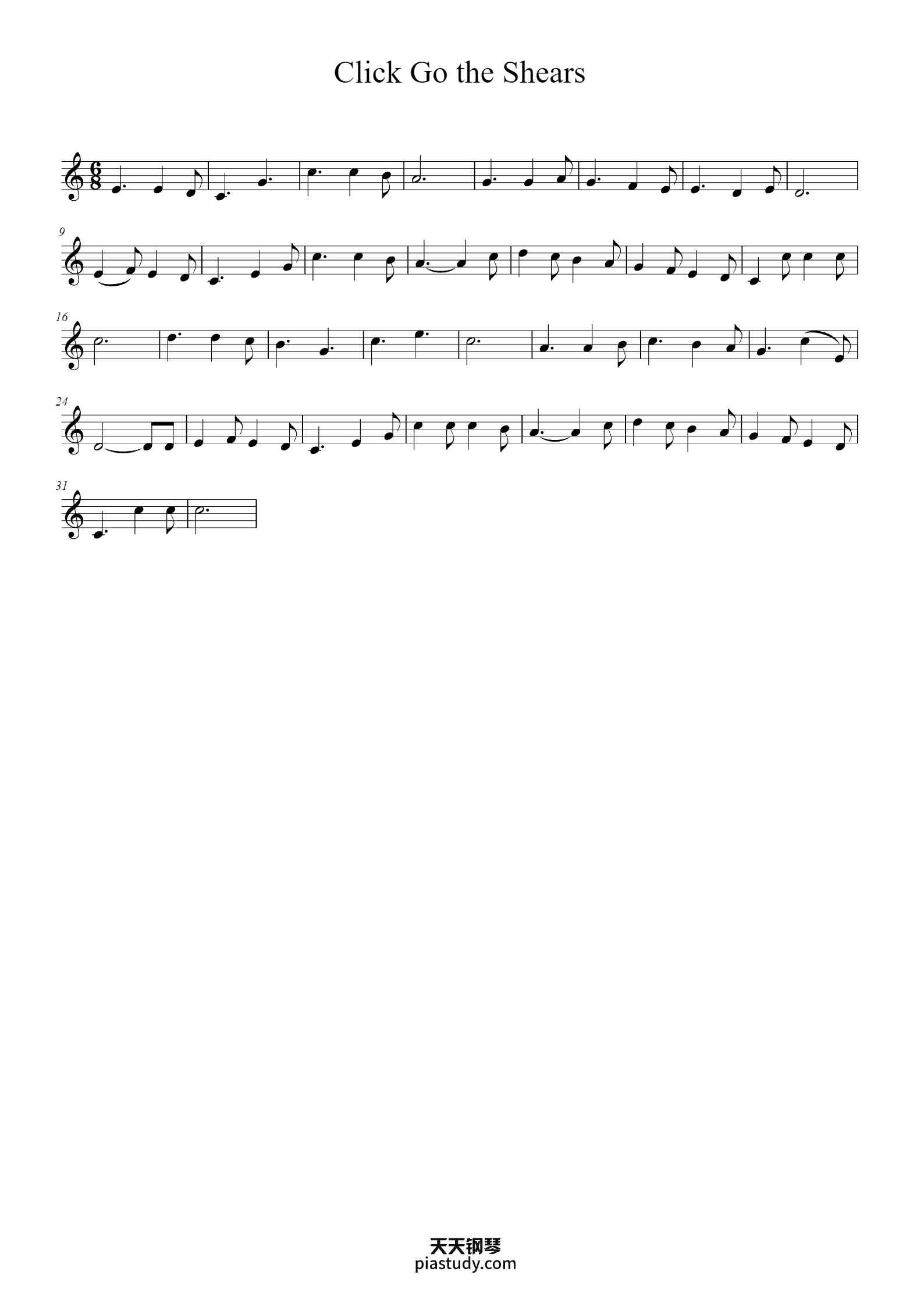Click Go the Shears钢琴谱 - Traditional - free piano sheet music ...