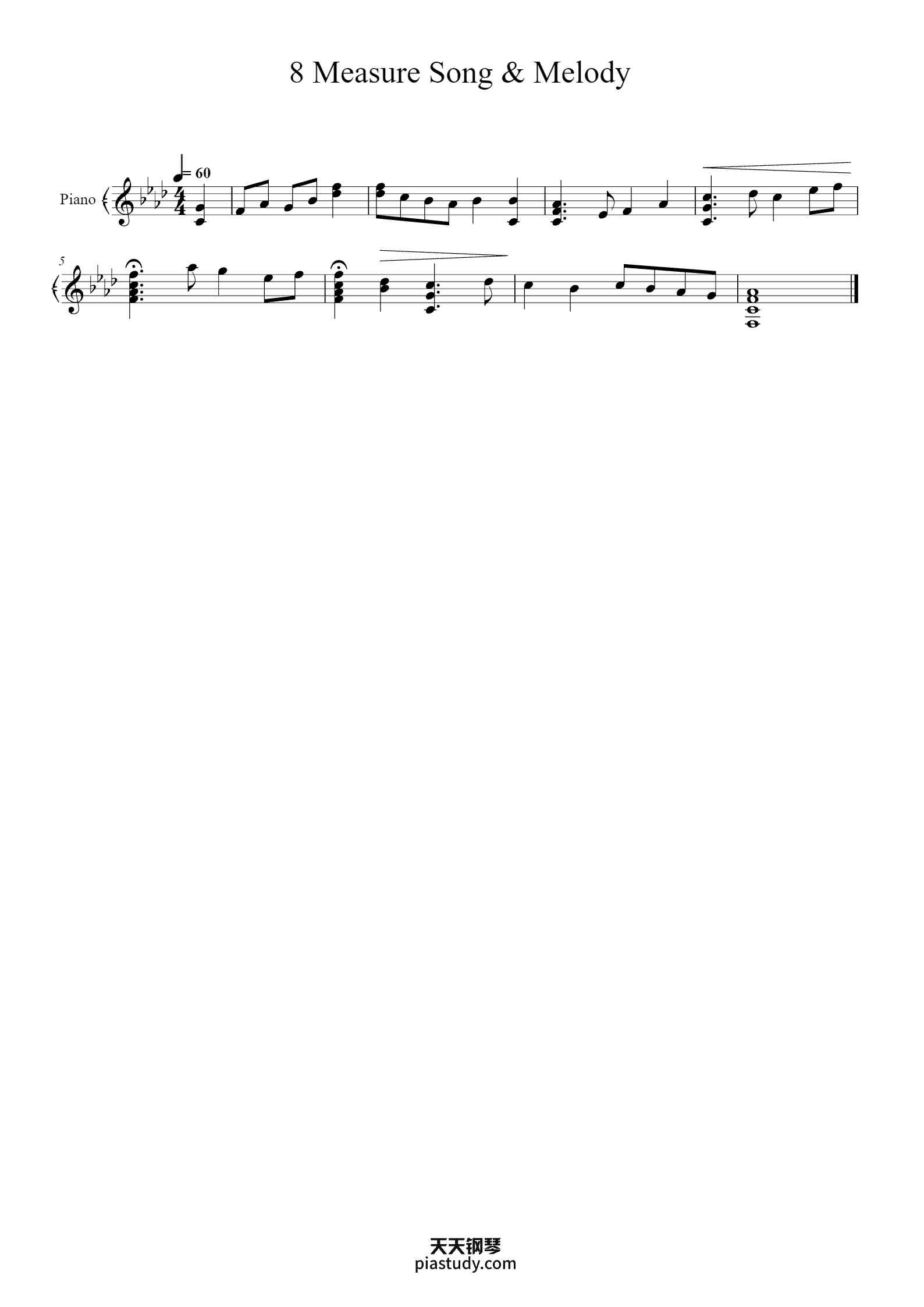8 Measure Song & Melody钢琴谱 - Lane Mayo - free piano sheet music ...