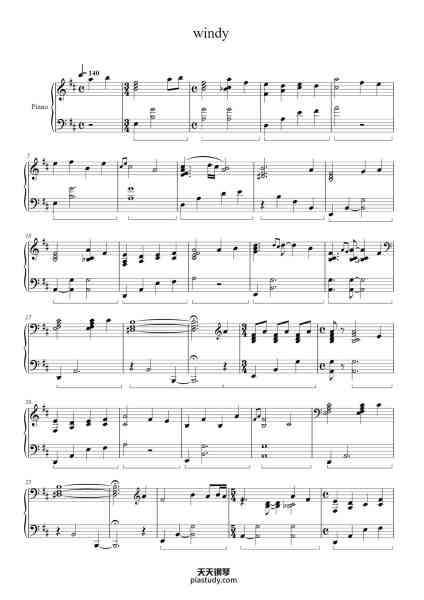'windy' - Piano Sheet Music By Whitson | TOPiano