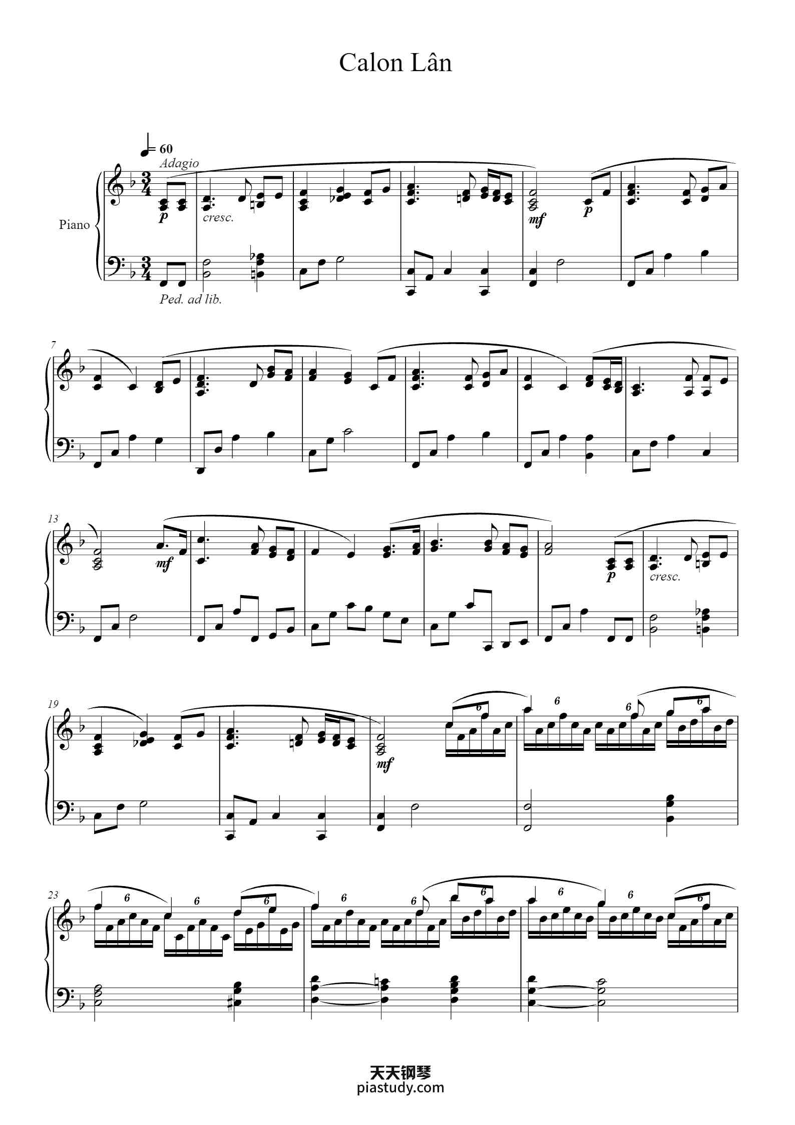 'Calon Lân' - Piano Sheet Music By Comp. John Hughes (1872-1914) Arr ...