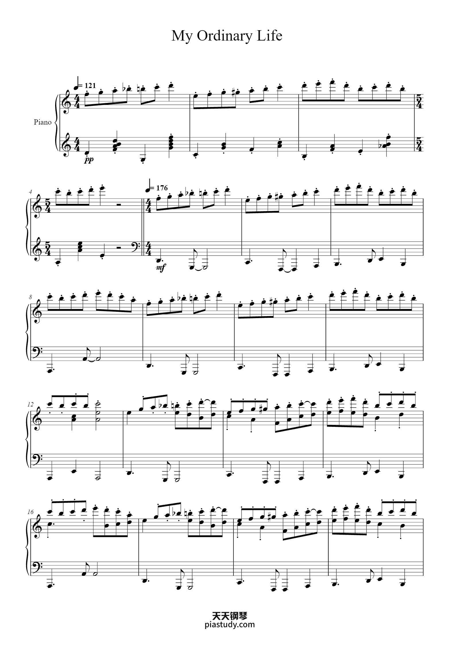 'My Ordinary Life' - Piano Sheet Music By The Living Tombstone | TOPiano