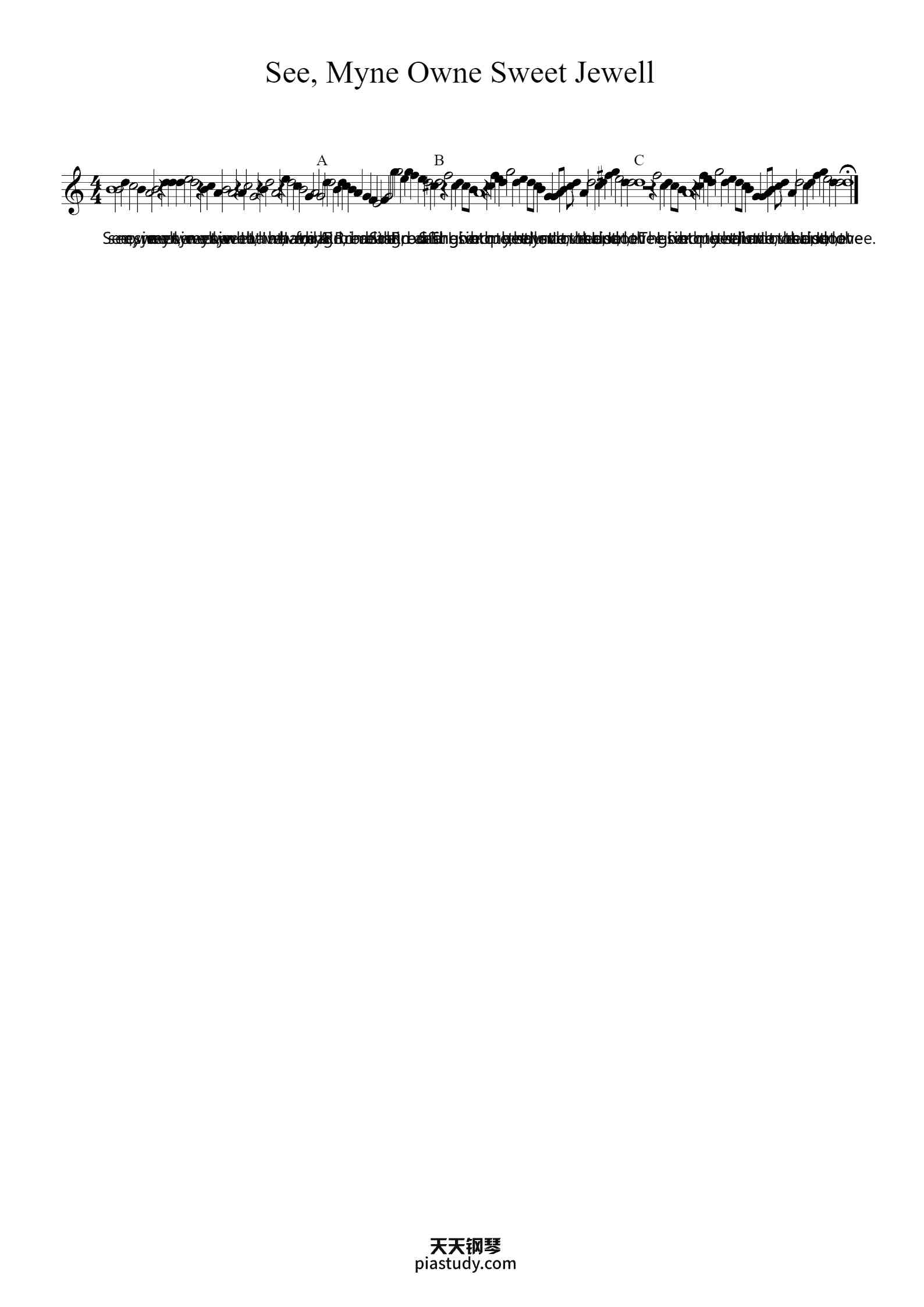 See, Myne Owne Sweet Jewell钢琴谱 - Thomas Morley - free piano sheet music ...