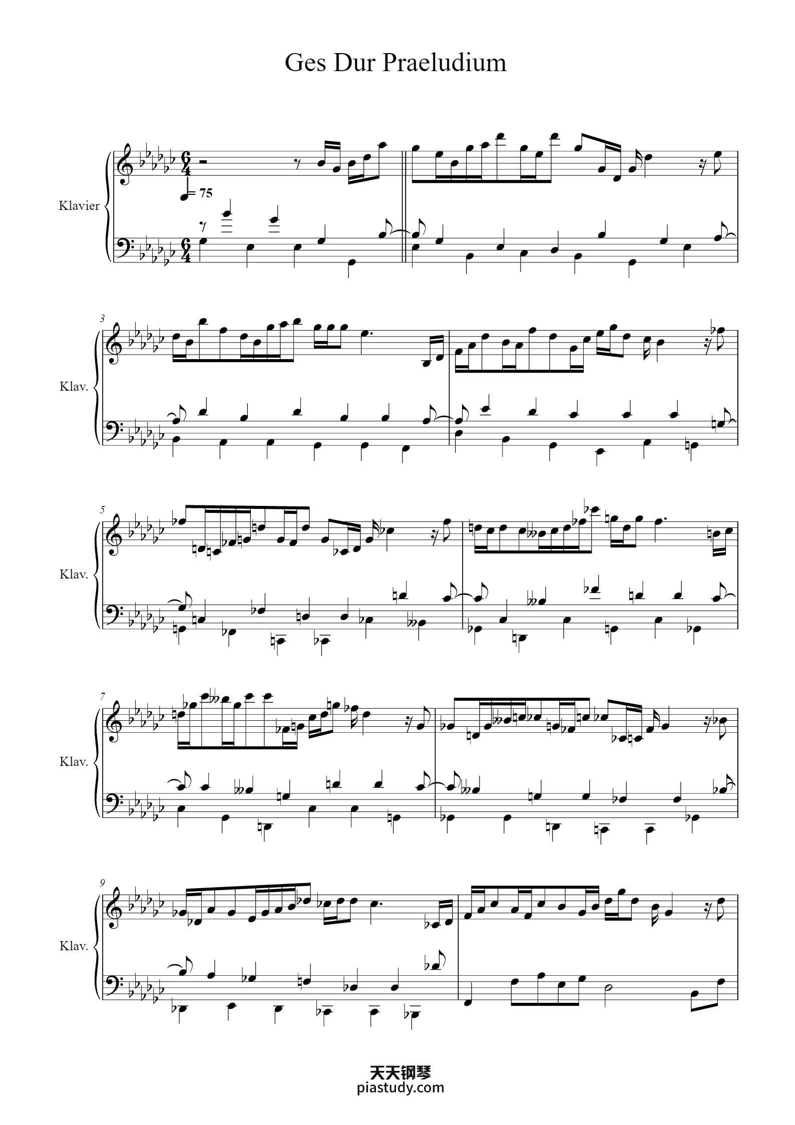 WTC I: Prelude and Fugue No. 2 in C Minor, BWV 847: Prelude钢琴谱 ...
