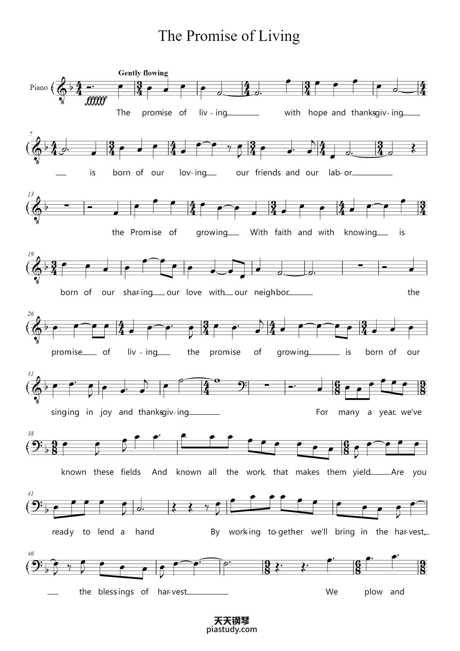 'The Promise of Living' - Piano Sheet Music By Aaron Copland | TOPiano