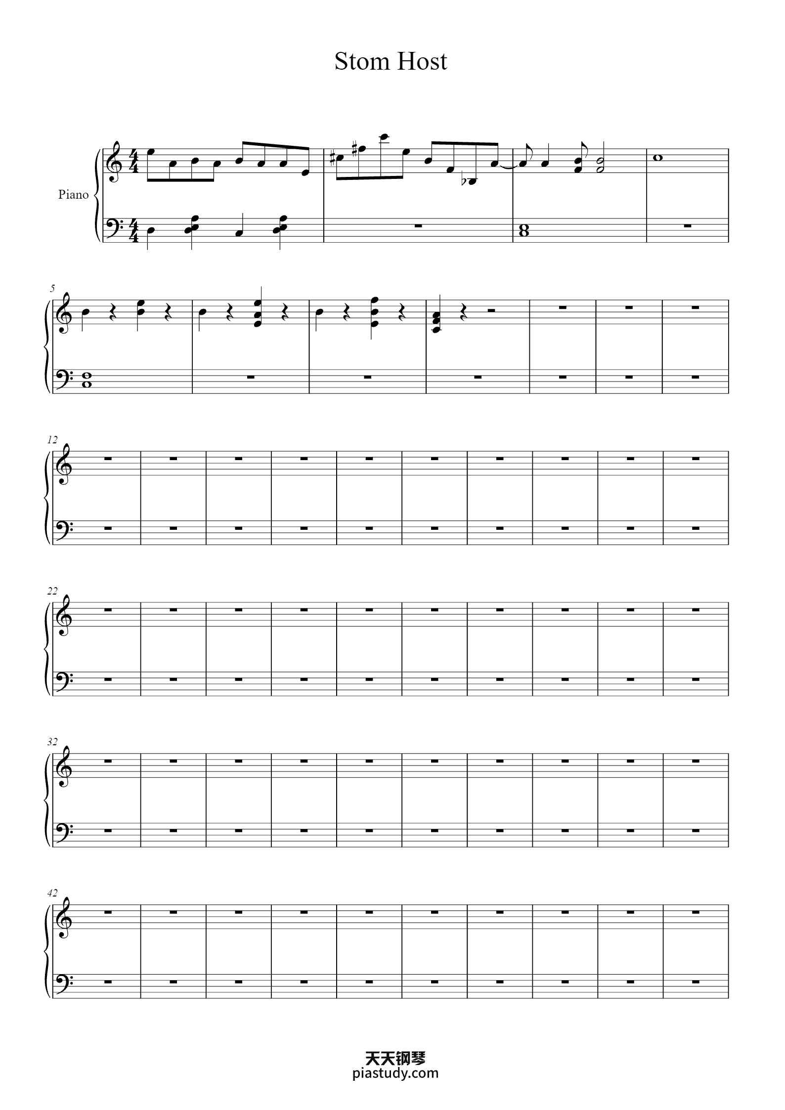 'Stom Host' - Piano Sheet Music By Hilsie | TOPiano