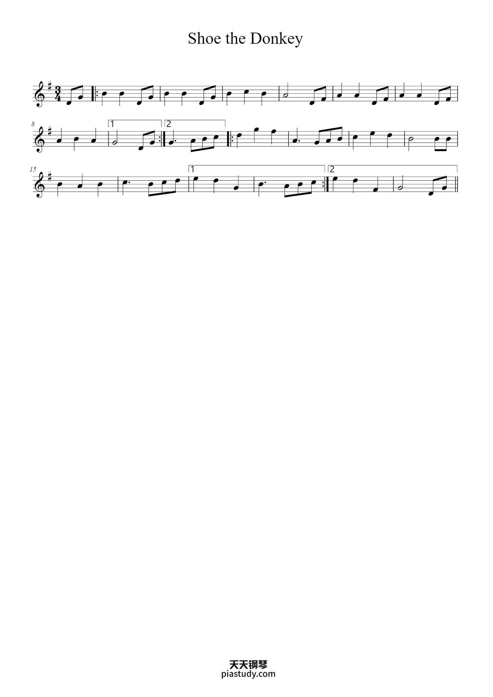 'Shoe the Donkey' - Piano Sheet Music By xxx | TOPiano