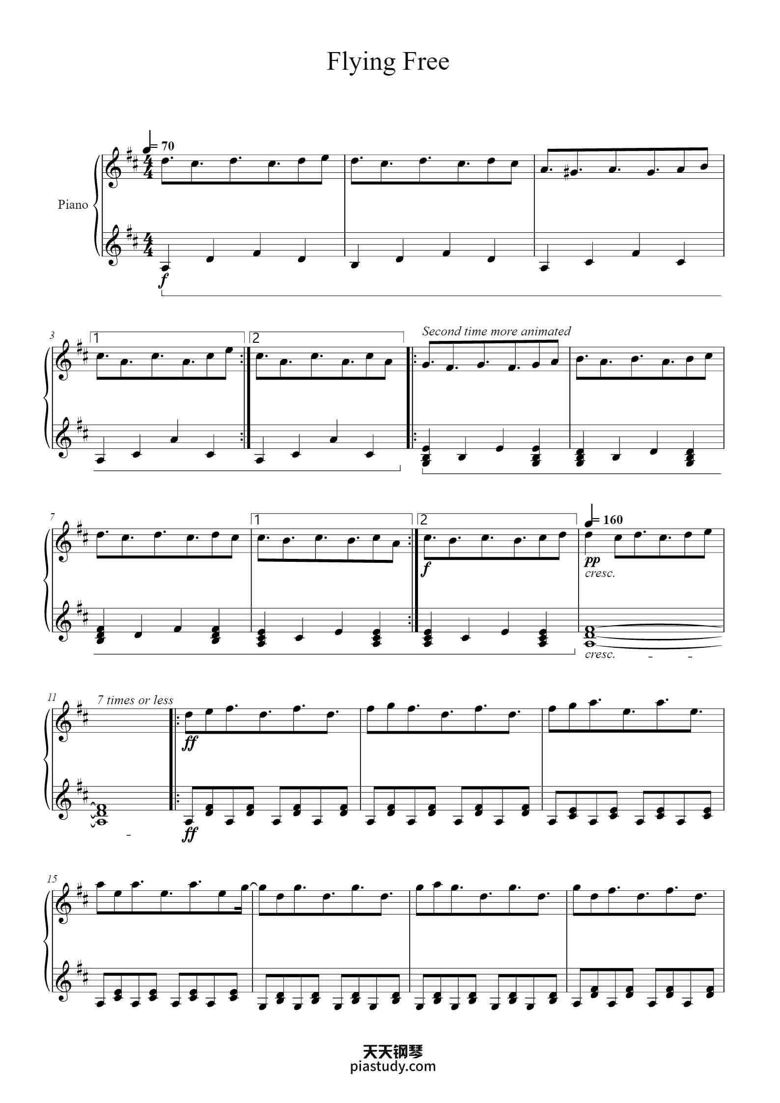 'Flying Free' - Piano Sheet Music By Pont Aeri | TOPiano