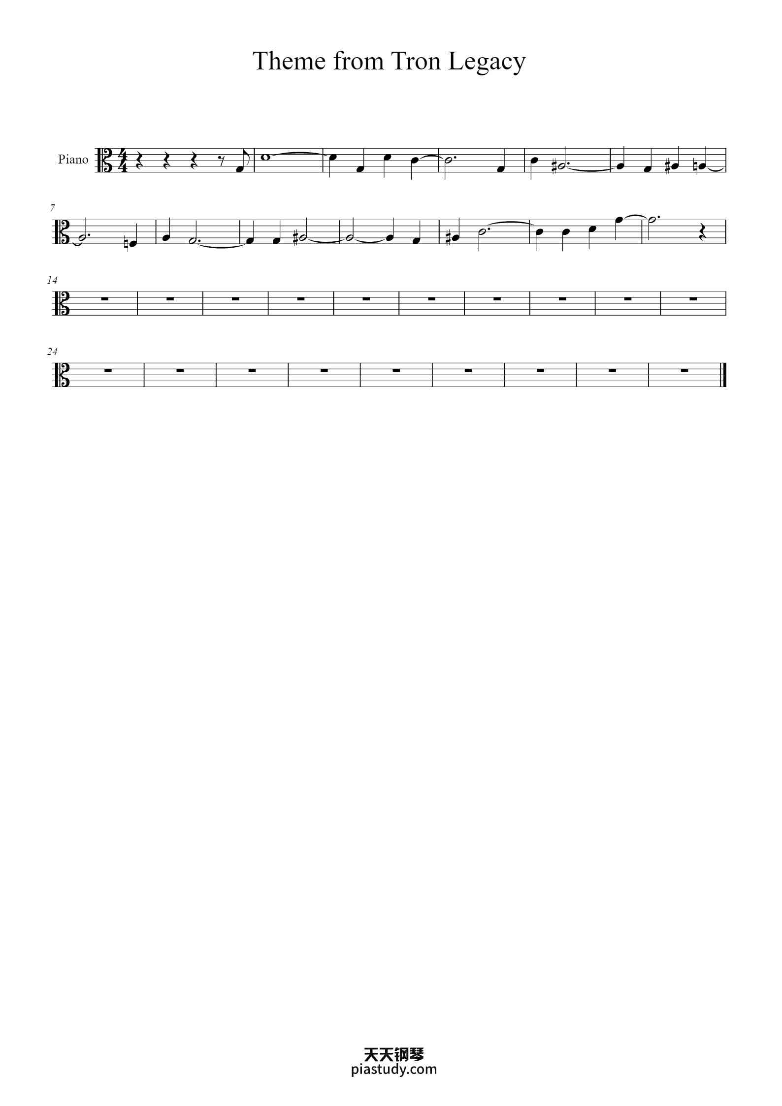 'Theme from Tron Legacy' - Piano Sheet Music By Hudbrooke Northwood ...