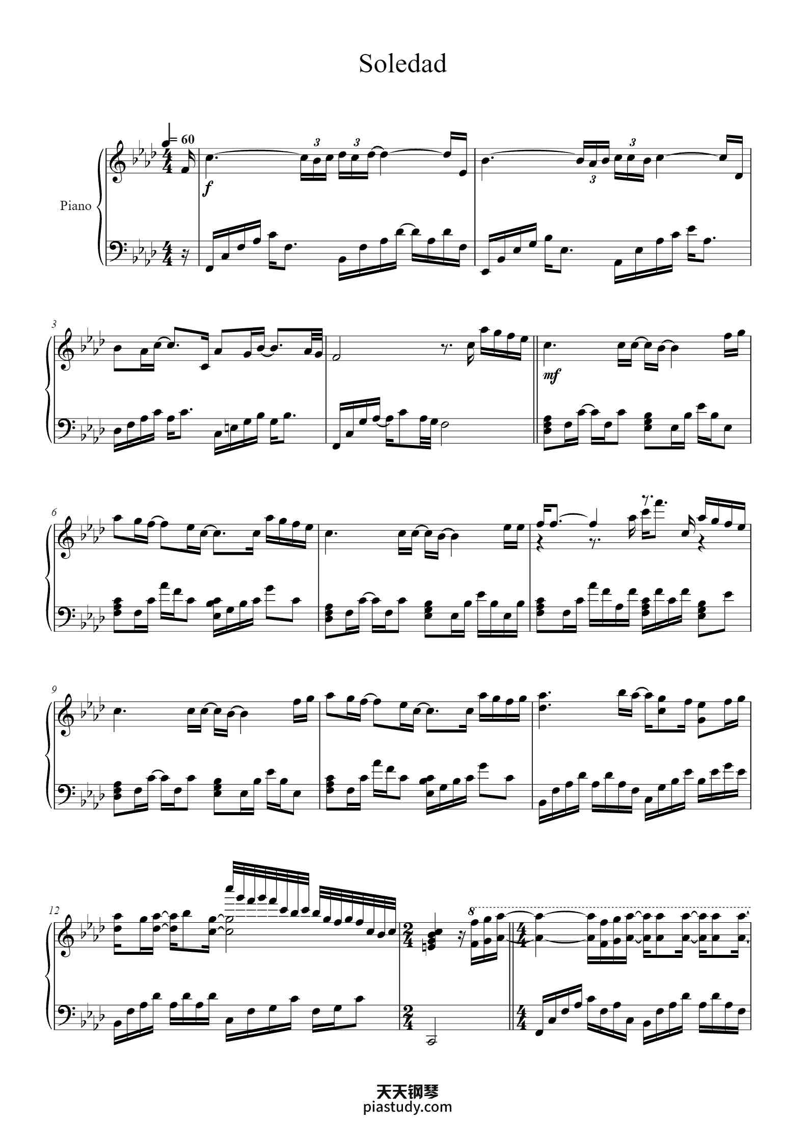 'Soledad' - Piano Sheet Music By Westlife | TOPiano