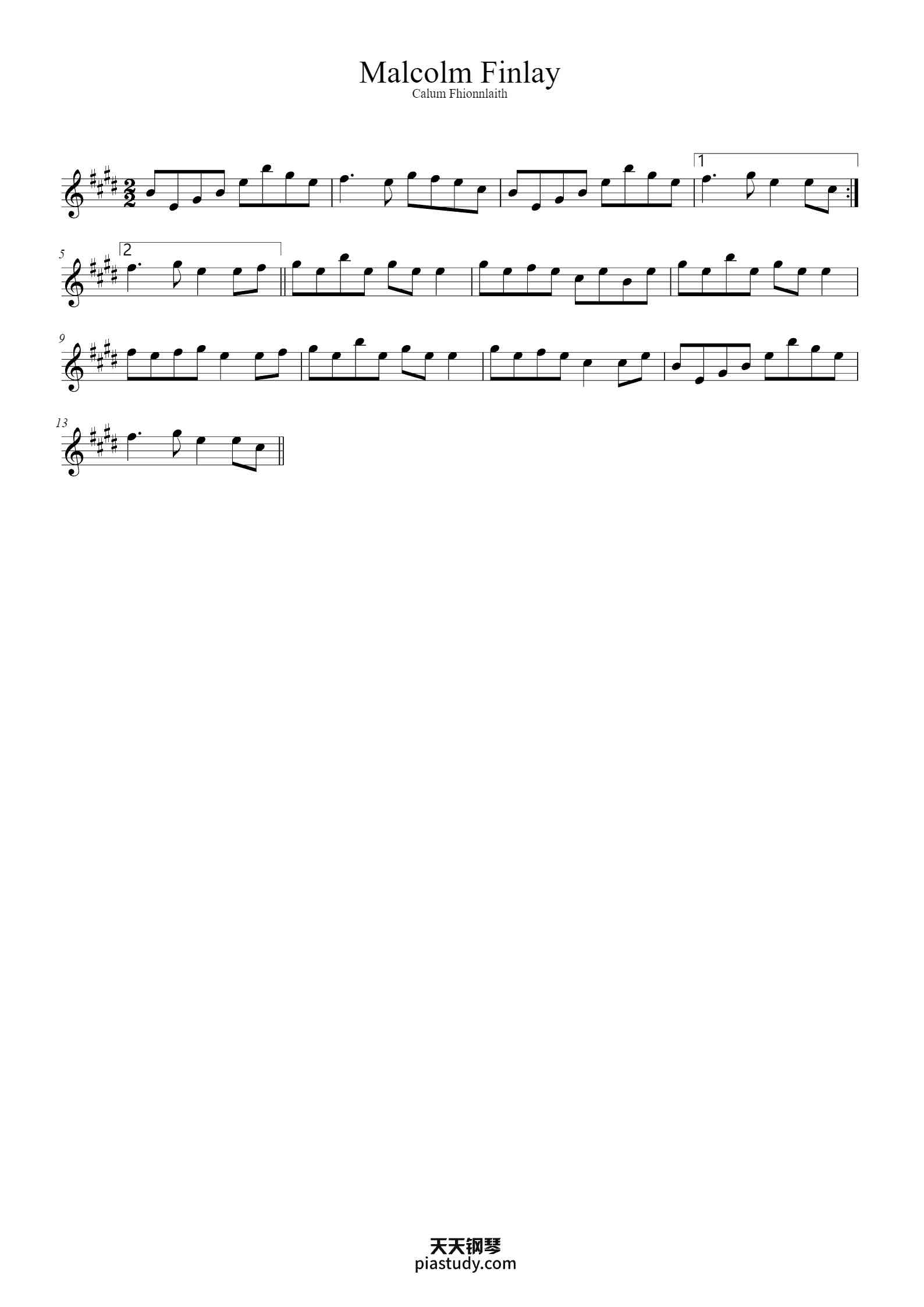 Malcolm Finlay钢琴谱 - Playinorac - free piano sheet music - PiaNoproblem