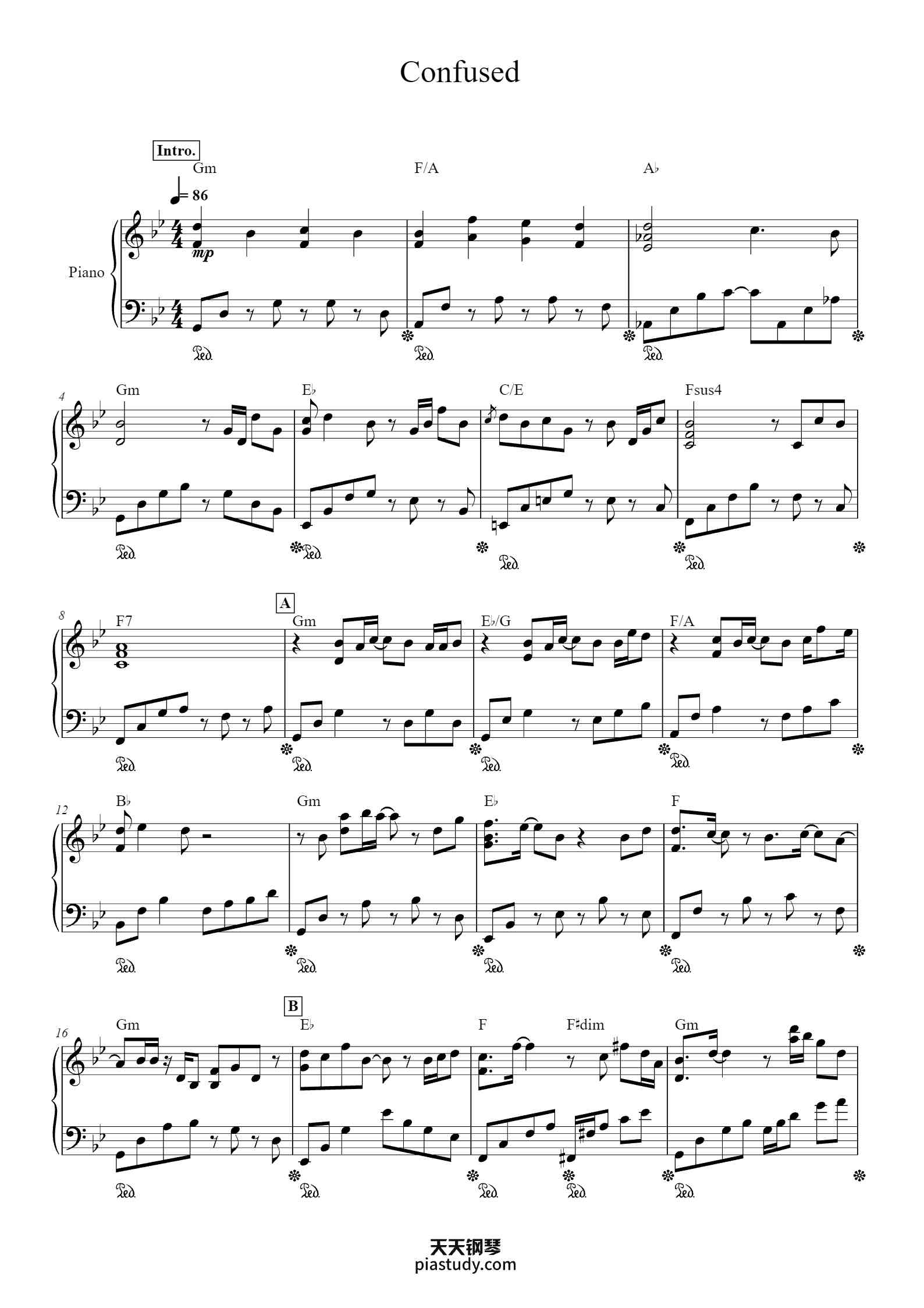 'Confused' - Piano Sheet Music By xxx | TOPiano