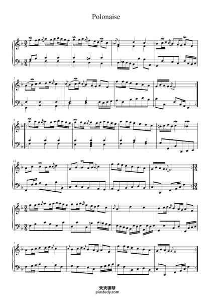 Polonaise钢琴谱 - Anna Magdalena Bach - free piano sheet music - PiaNoproblem