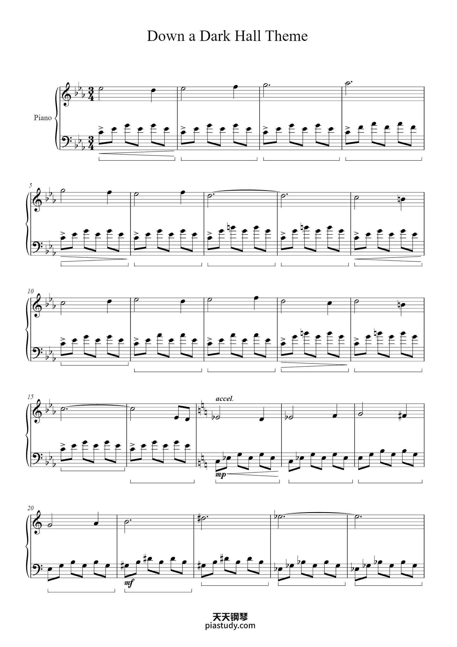 Down a Dark Hall Theme DEMO Version钢琴谱 - William Kestler - free piano ...