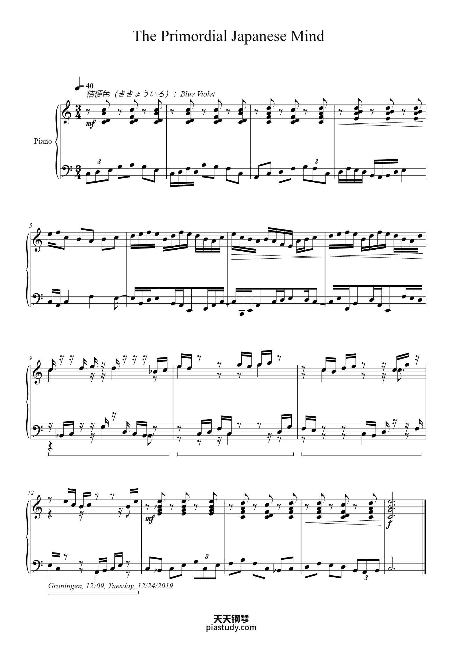 The Primordial Japanese Mind钢琴谱 - Faithelip - free piano sheet music ...