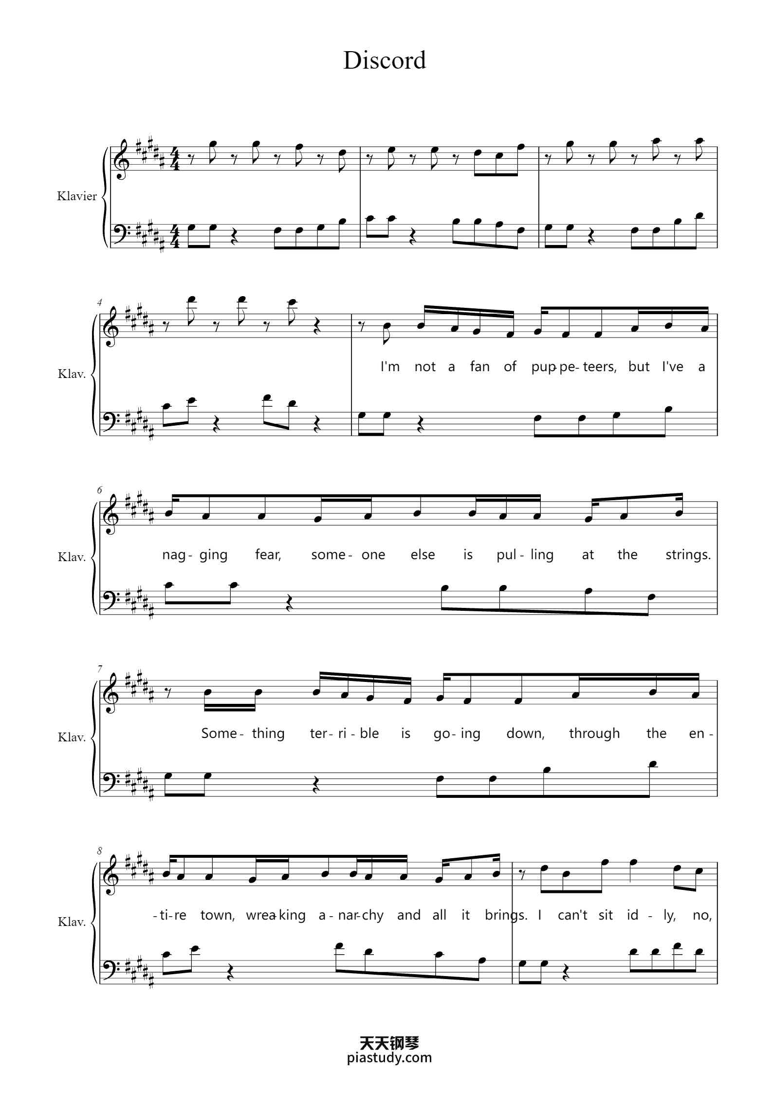 'Discord' - Piano Sheet Music By The Living Tombstone | TOPiano