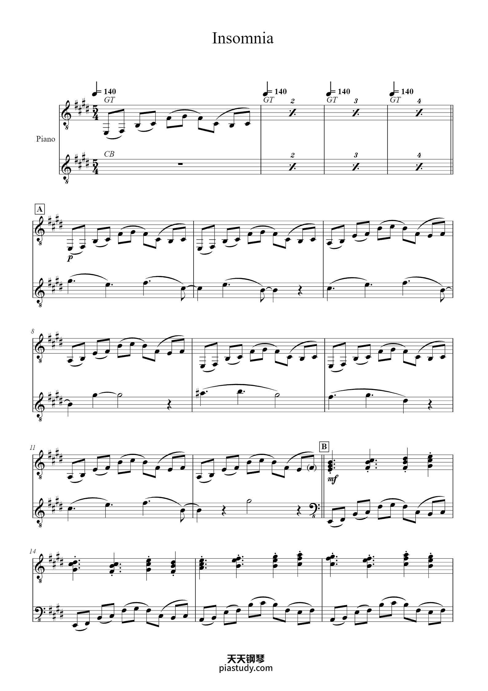 'Insomnia' - Piano Sheet Music By Joycemia | TOPiano
