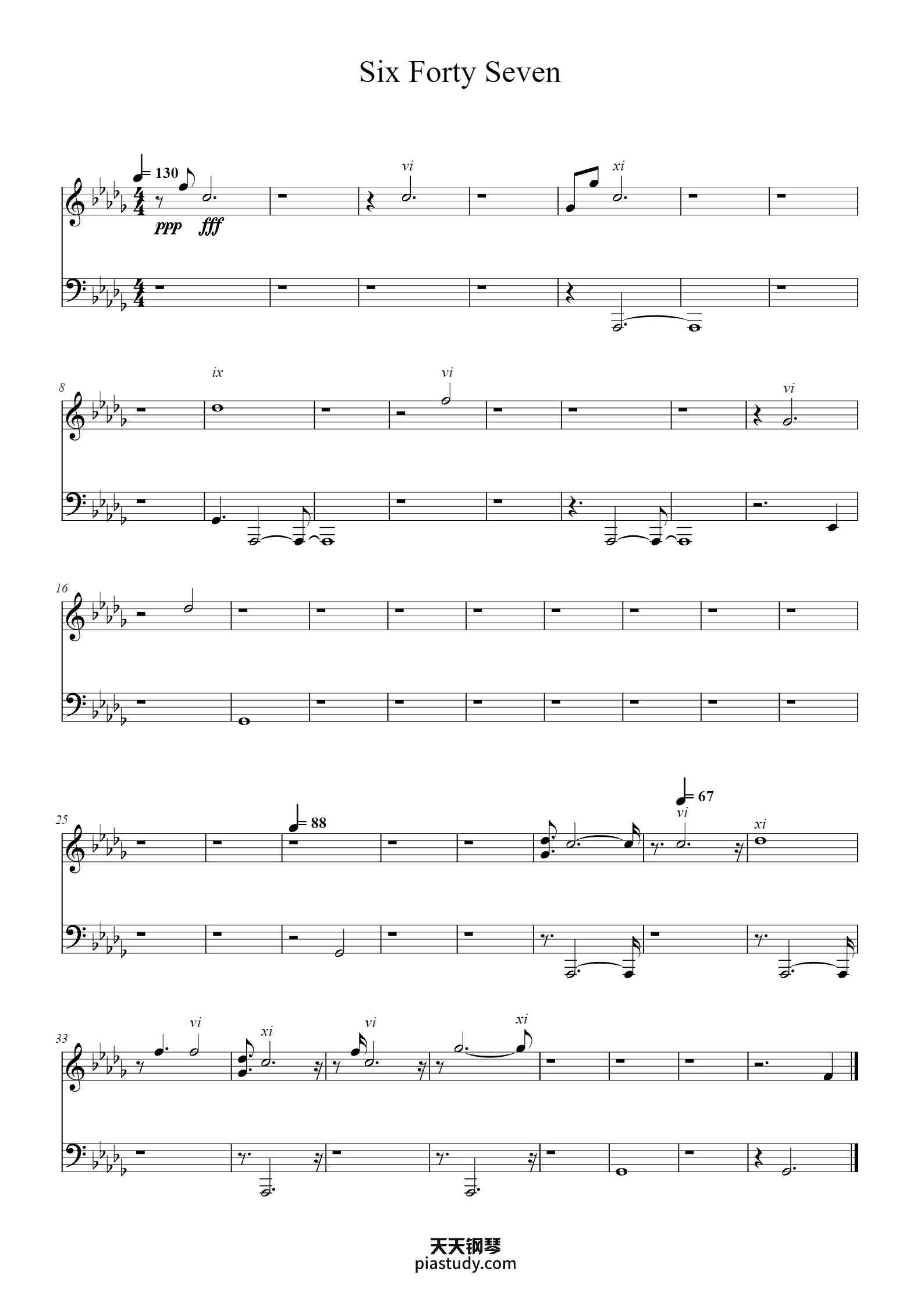 Six Forty Seven钢琴谱 - Instupendo - free piano sheet music - PiaNoproblem