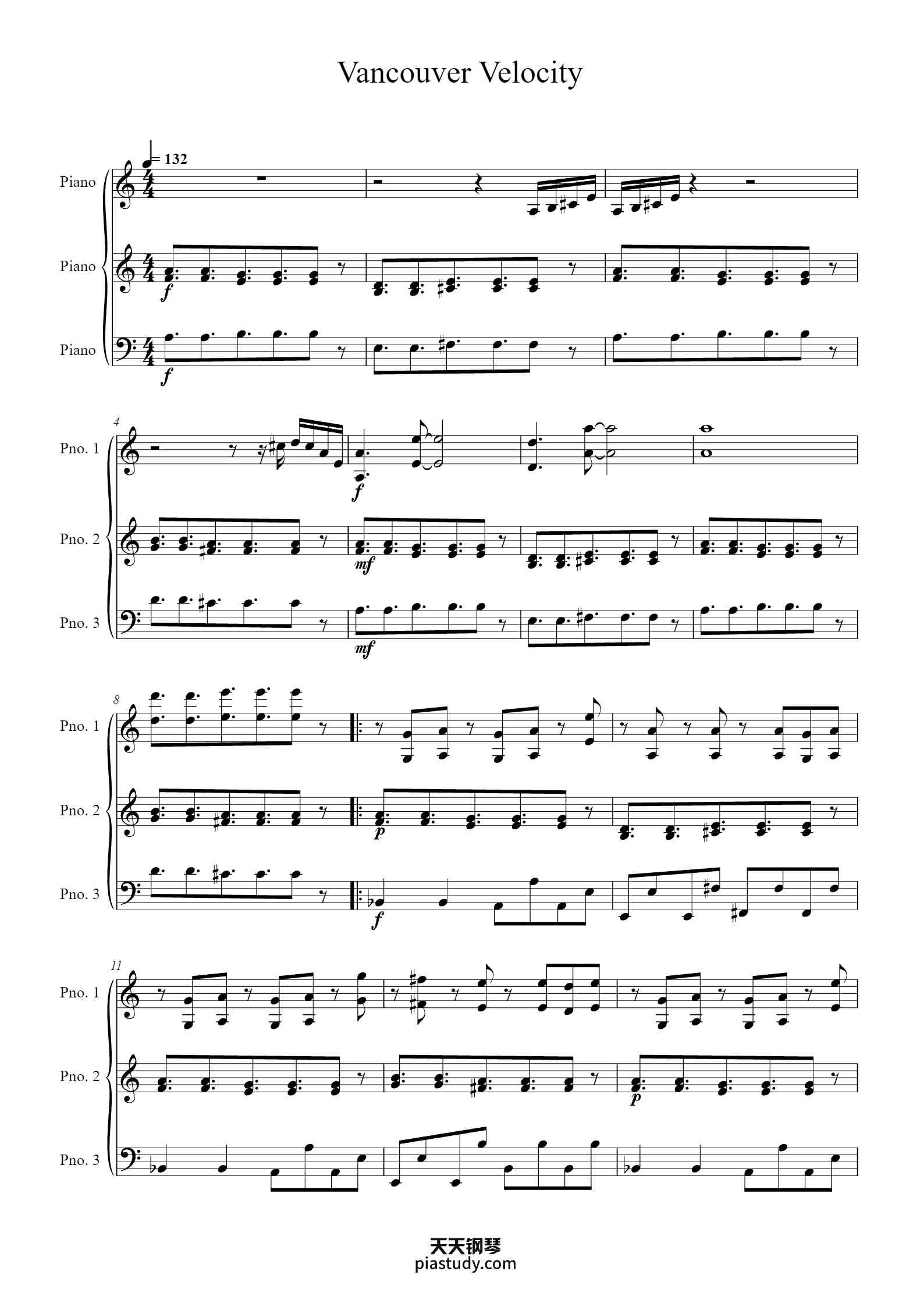 'Vancouver Velocity' - Piano Sheet Music By xxx | TOPiano