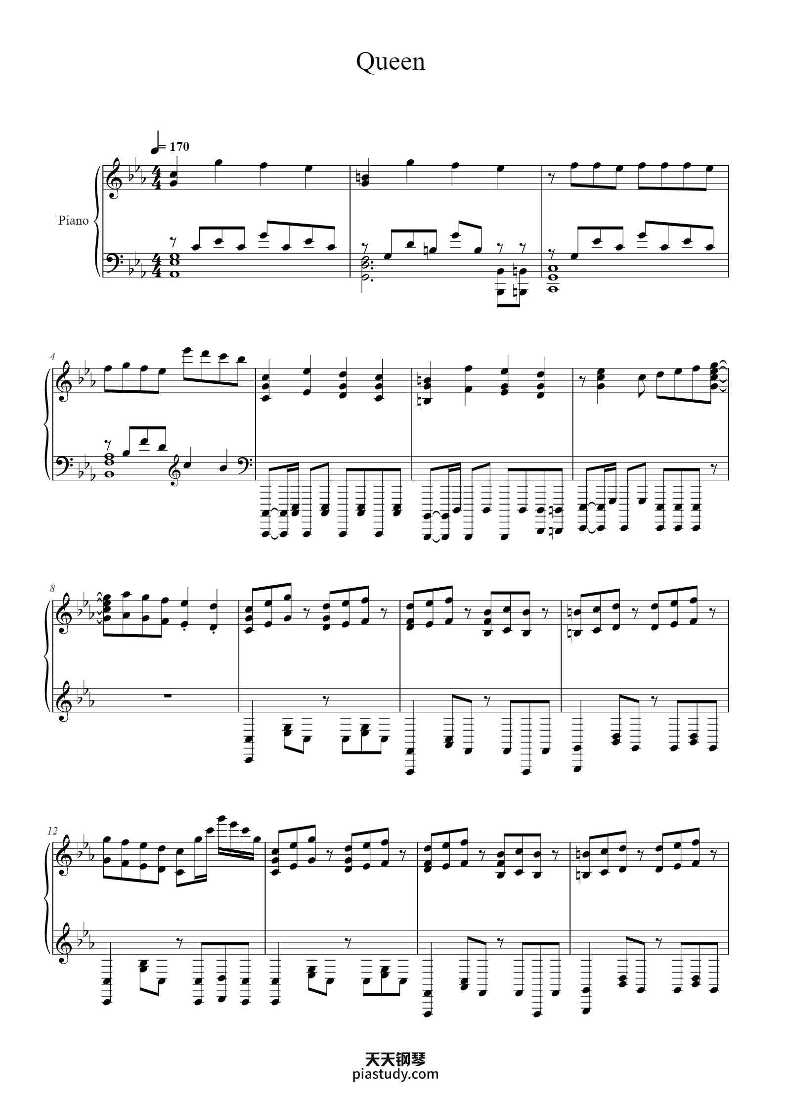 'Queen' - Piano Sheet Music By Kanaria | TOPiano