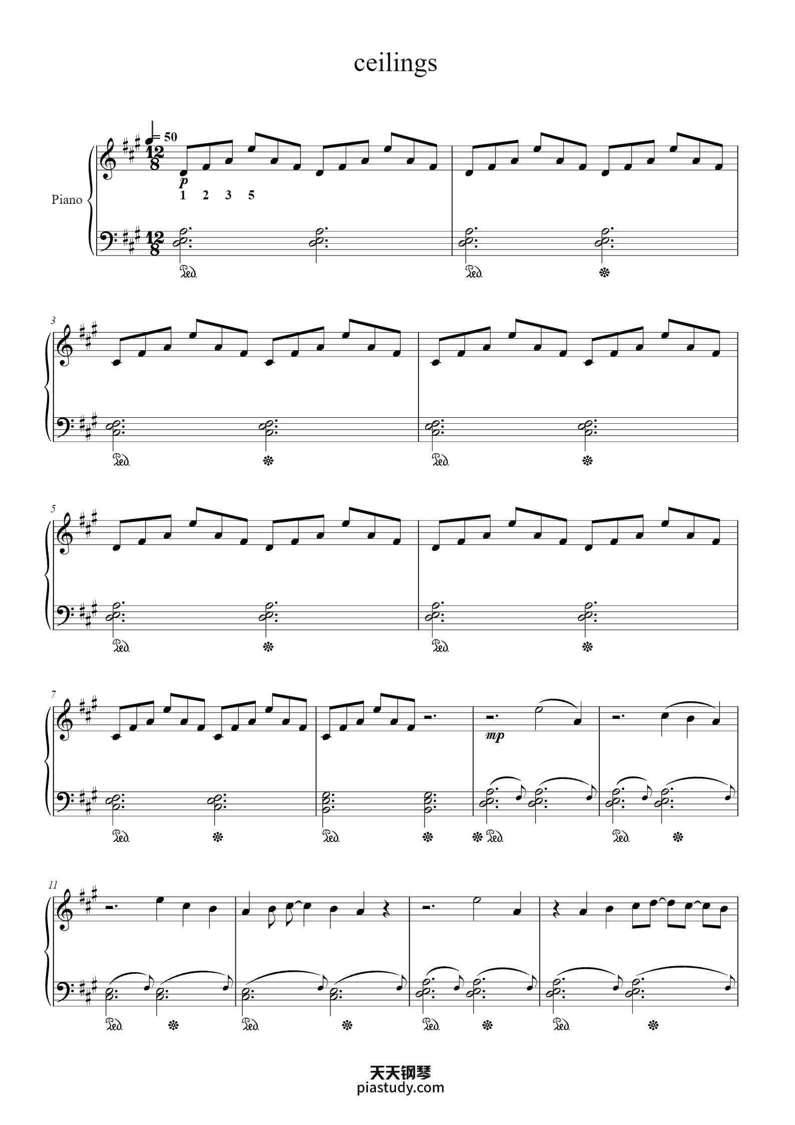 Ceilings Piano Sheet Music