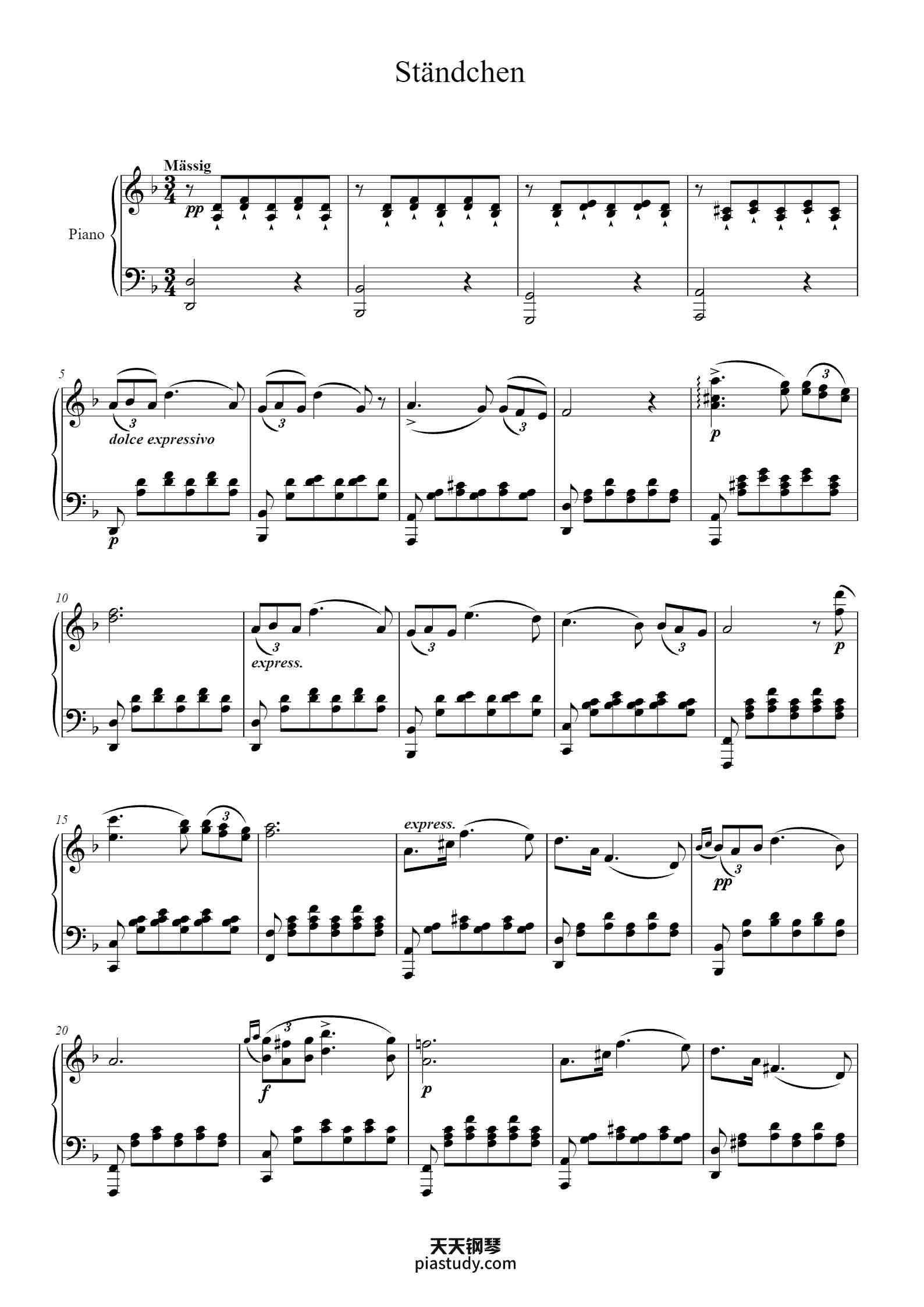 Ständchen, D. 957 No. 4钢琴谱 - Franz Schubert - free piano sheet music ...