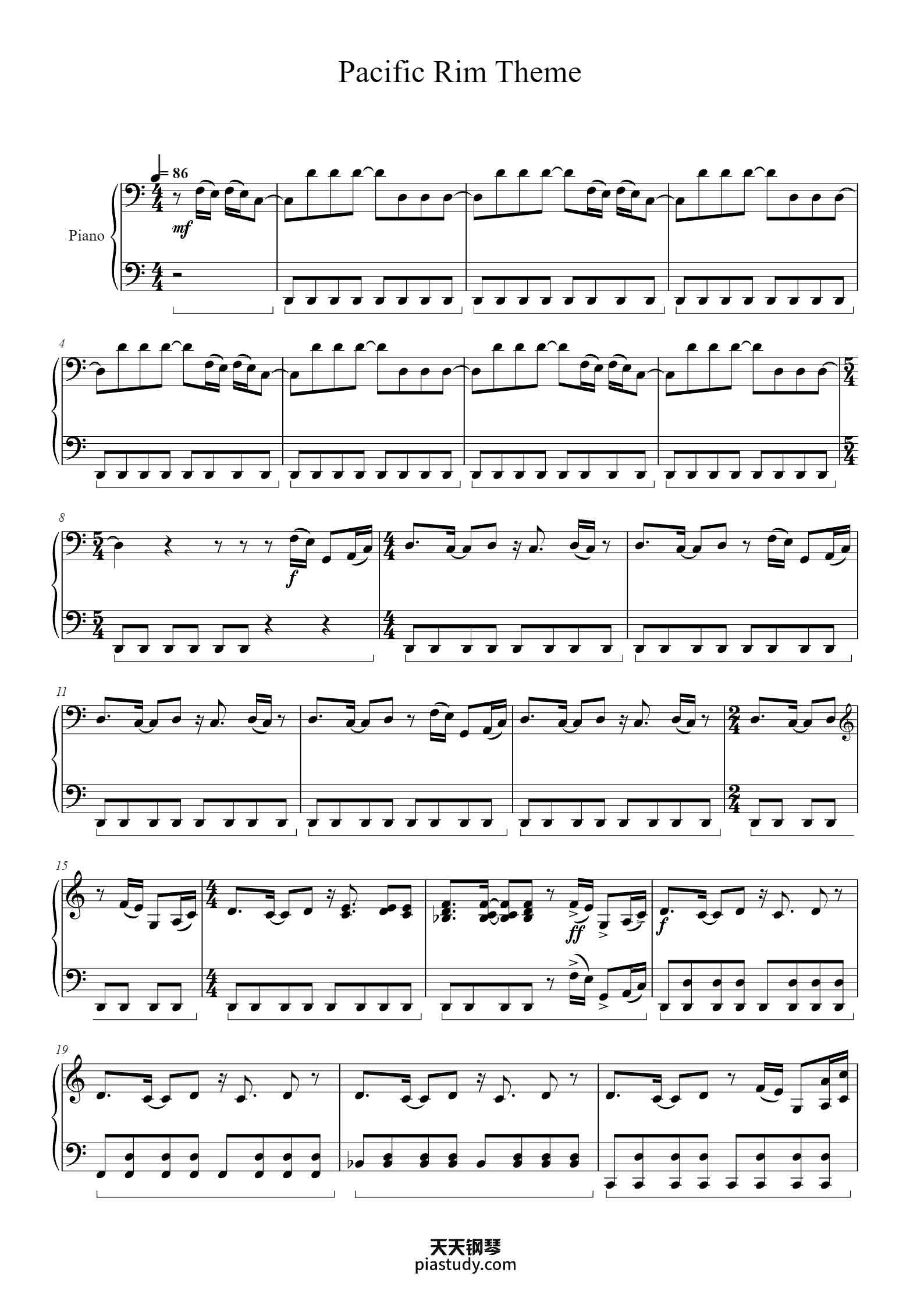 Pacific Rim Theme钢琴谱 - Ramin Djawadi - free piano sheet music ...