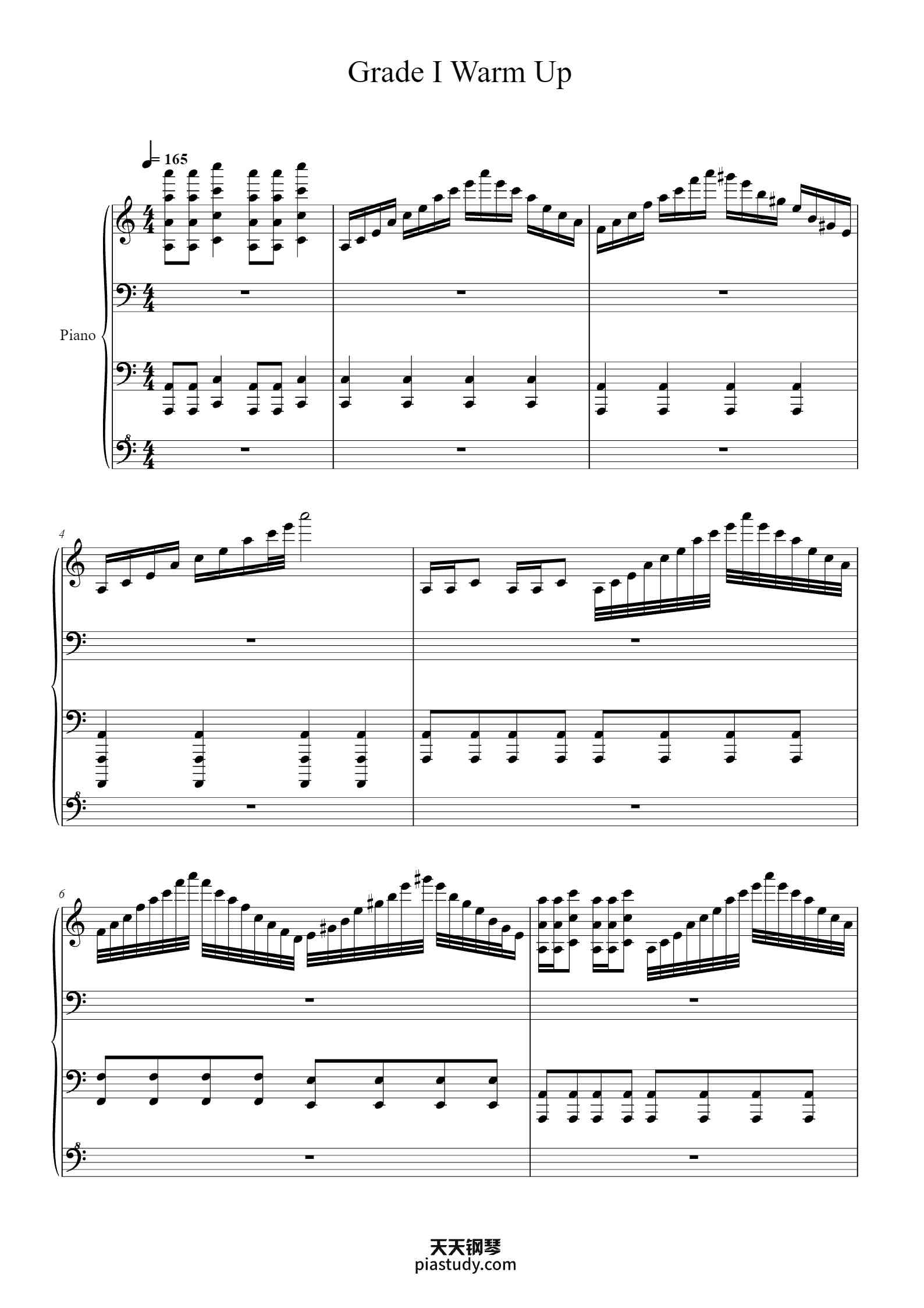 Grade I Warm Up钢琴谱 - - free piano sheet music - PiaNoproblem