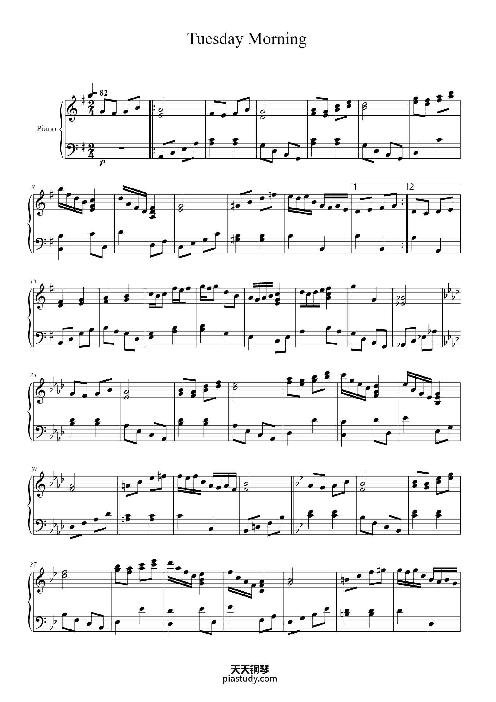'Tuesday Morning' - Piano Sheet Music By Eric Bingham-Kumpf | TOPiano