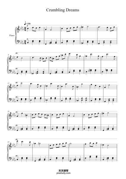 晴天-C调-简易-小汤3可弹钢琴谱 - 周杰伦 - free piano sheet music - PiaNoproblem