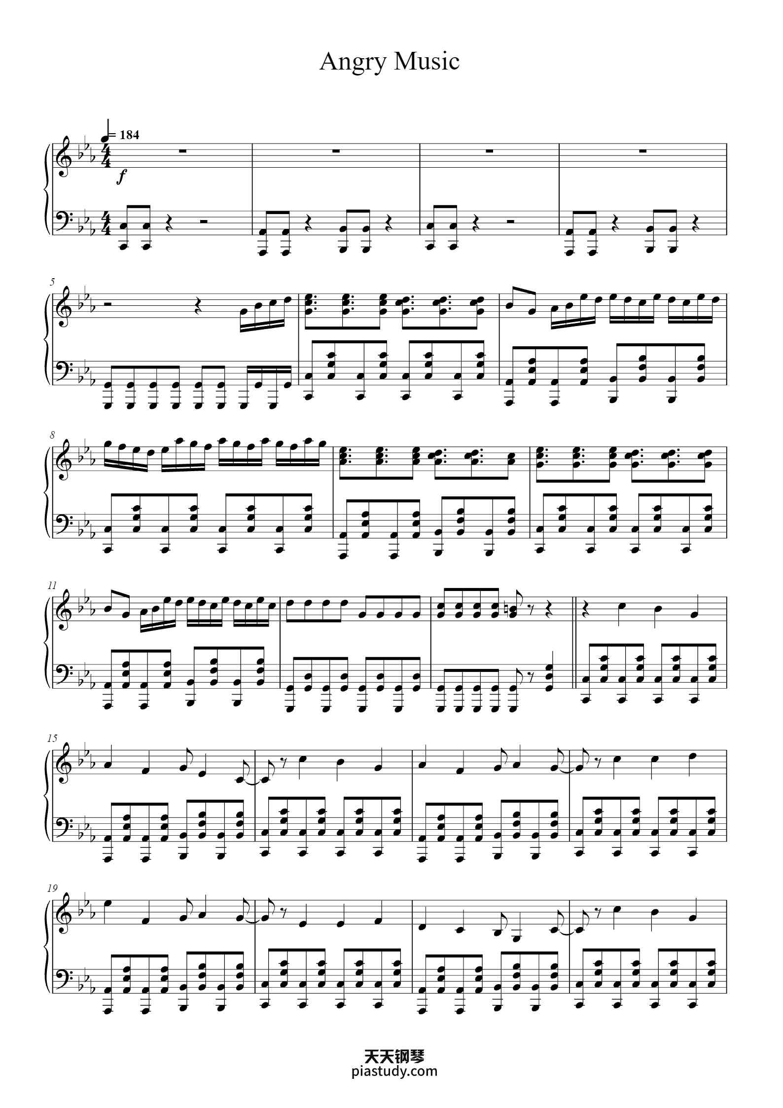Angry Music钢琴谱 - Lynsom - free piano sheet music - PiaNoproblem